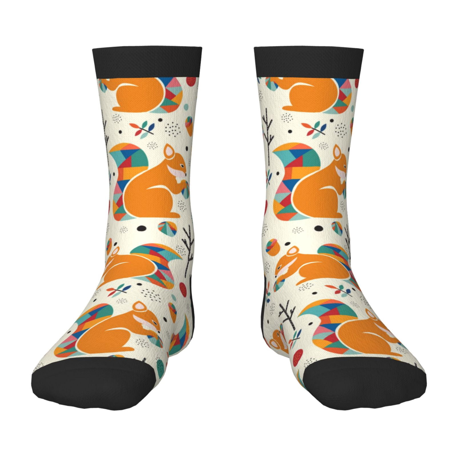 Fuzoiu Squirrel With Colorful Tail Print Kids Socks For Boys Girls,Grip ...
