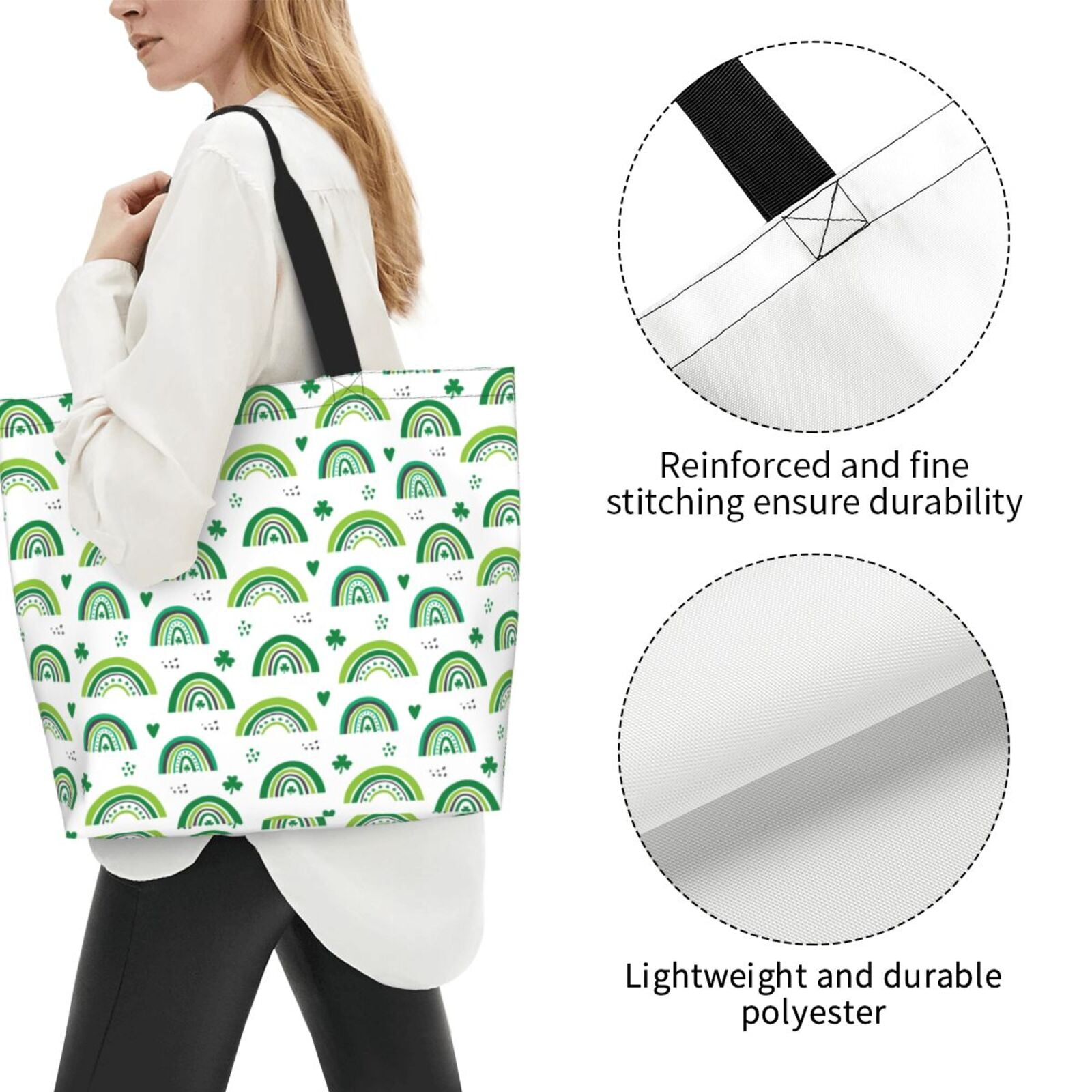 Fuzoiu St. Patrick's Day rainbows Print Tote Bags for Women,Shoulder ...