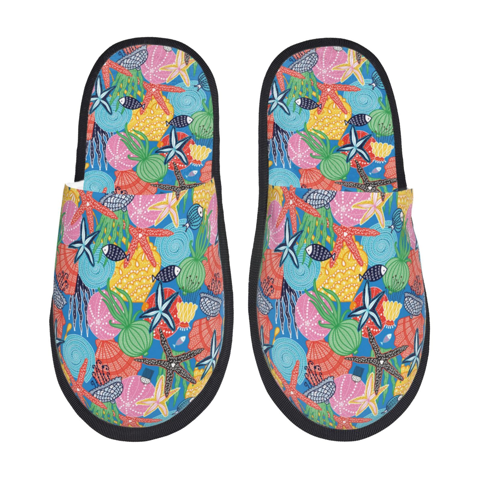 Fuzoiu Starfish And Algae Print Unisex Furry Slippers,Plush Indoor ...