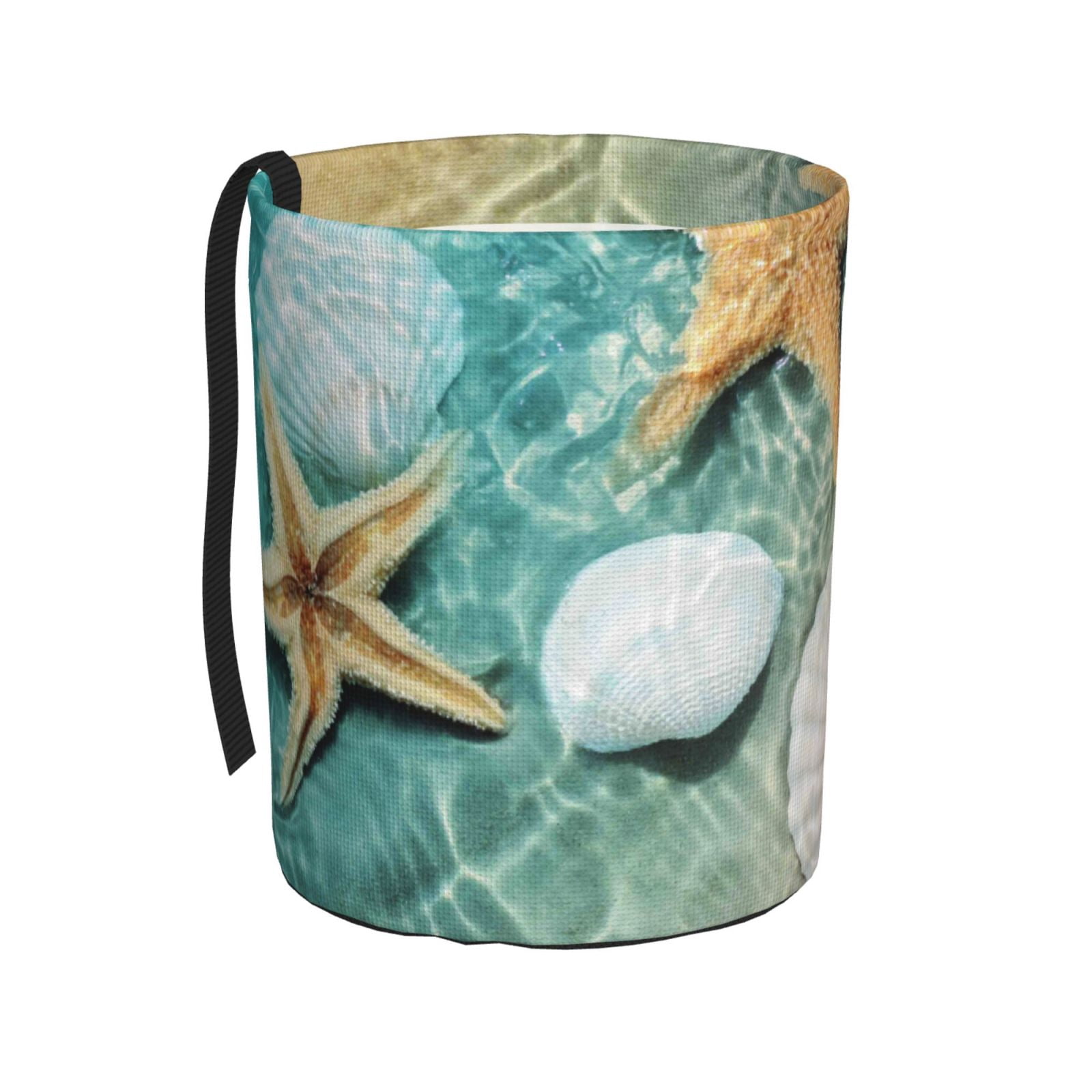 Fuzoiu Starfish And Seashell Print Car Trash Can,Leakproof Car Trash ...