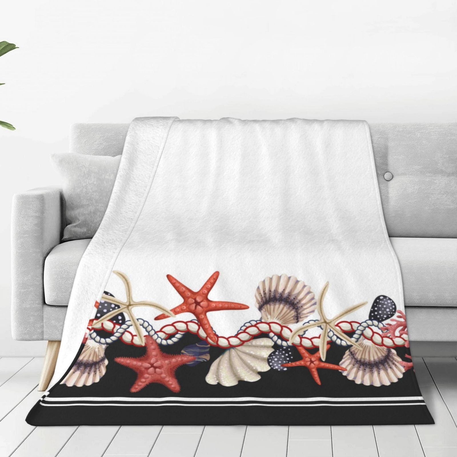 Fuzoiu Starfishes Shells Print Ultra-Soft Micro Fleece Blanket,All ...
