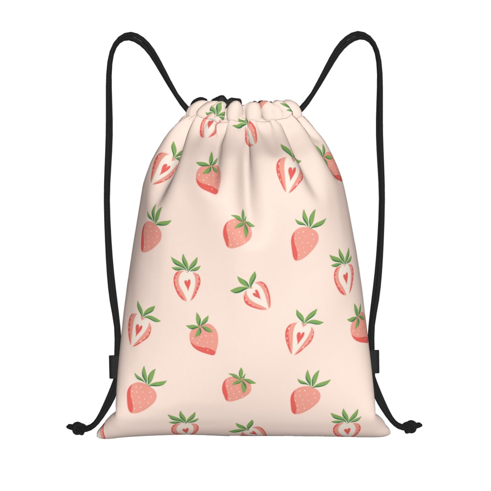 Fuzoiu Strawberries Print Drawstring Backpack for Gym, Travel, Yoga ...