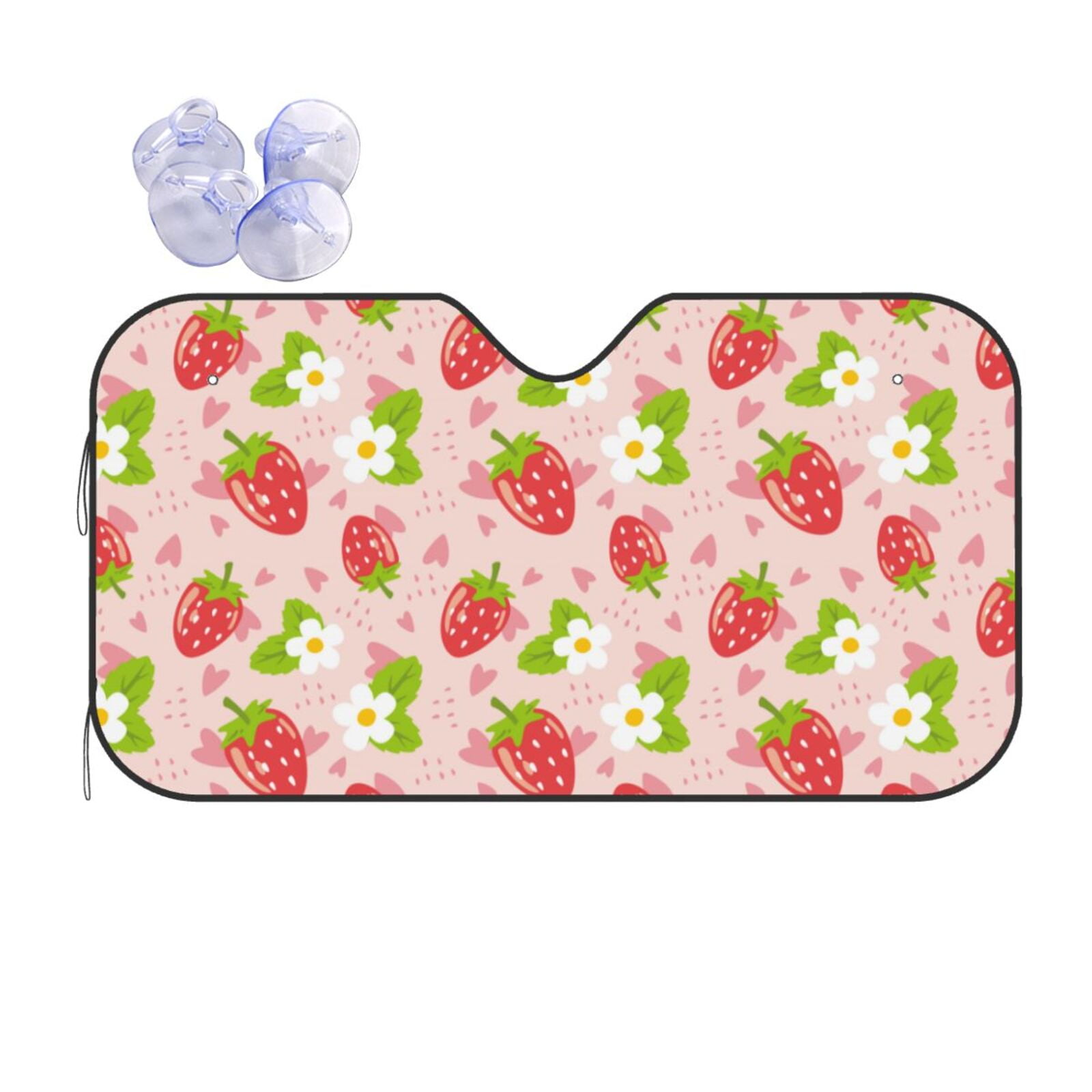 Fuzoiu Strawberry Floral Print Car Windshield Sun Shade,Block Uv Rays ...