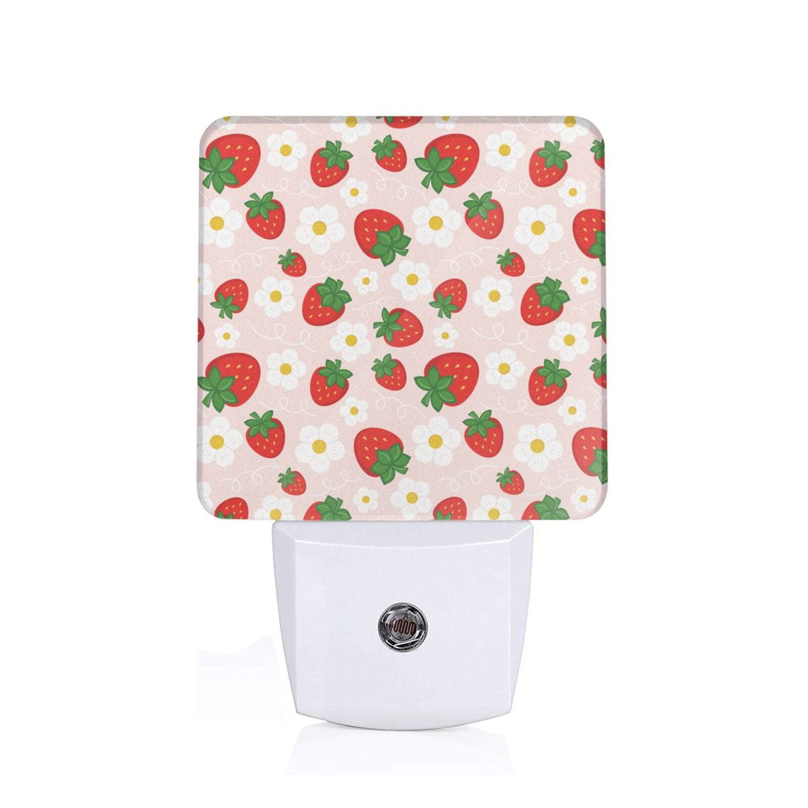 Fuzoiu Strawberry Floral Print Dusk to Dawn LED Night Light with Light ...