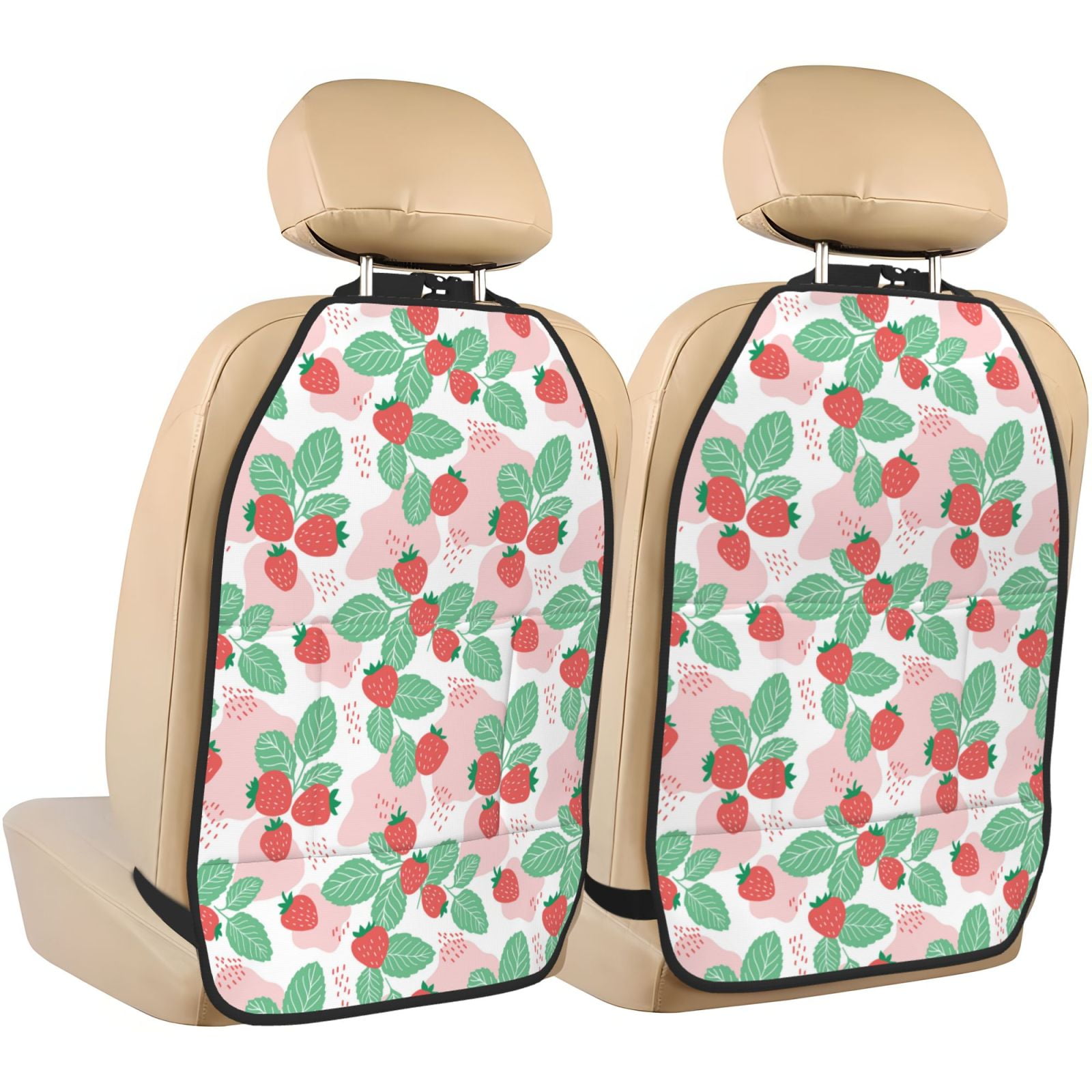 Fuzoiu Strawberry Print 2 Pack Kick Mat Back Seat Protector With 3 ...