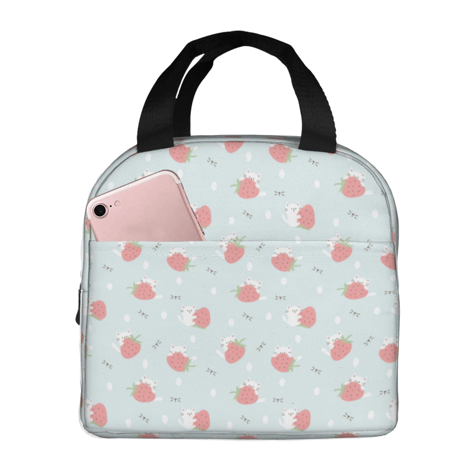 Fuzoiu Strawberry Print Lunch Bag for Women & Men,Adult Insulated Lunch ...