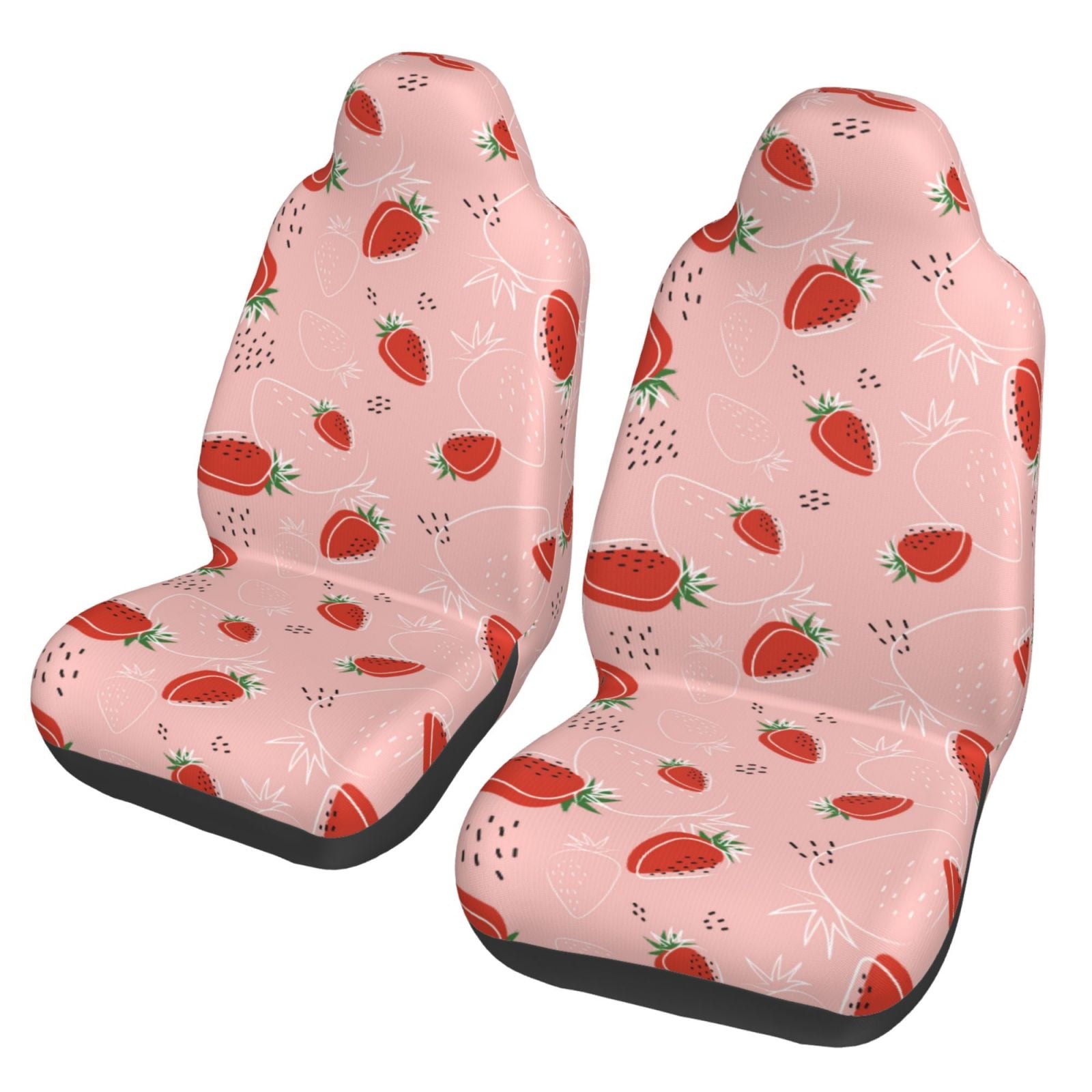 Fuzoiu Strawberry Print Seat Covers Set, Car Seat Covers Front Seats ...