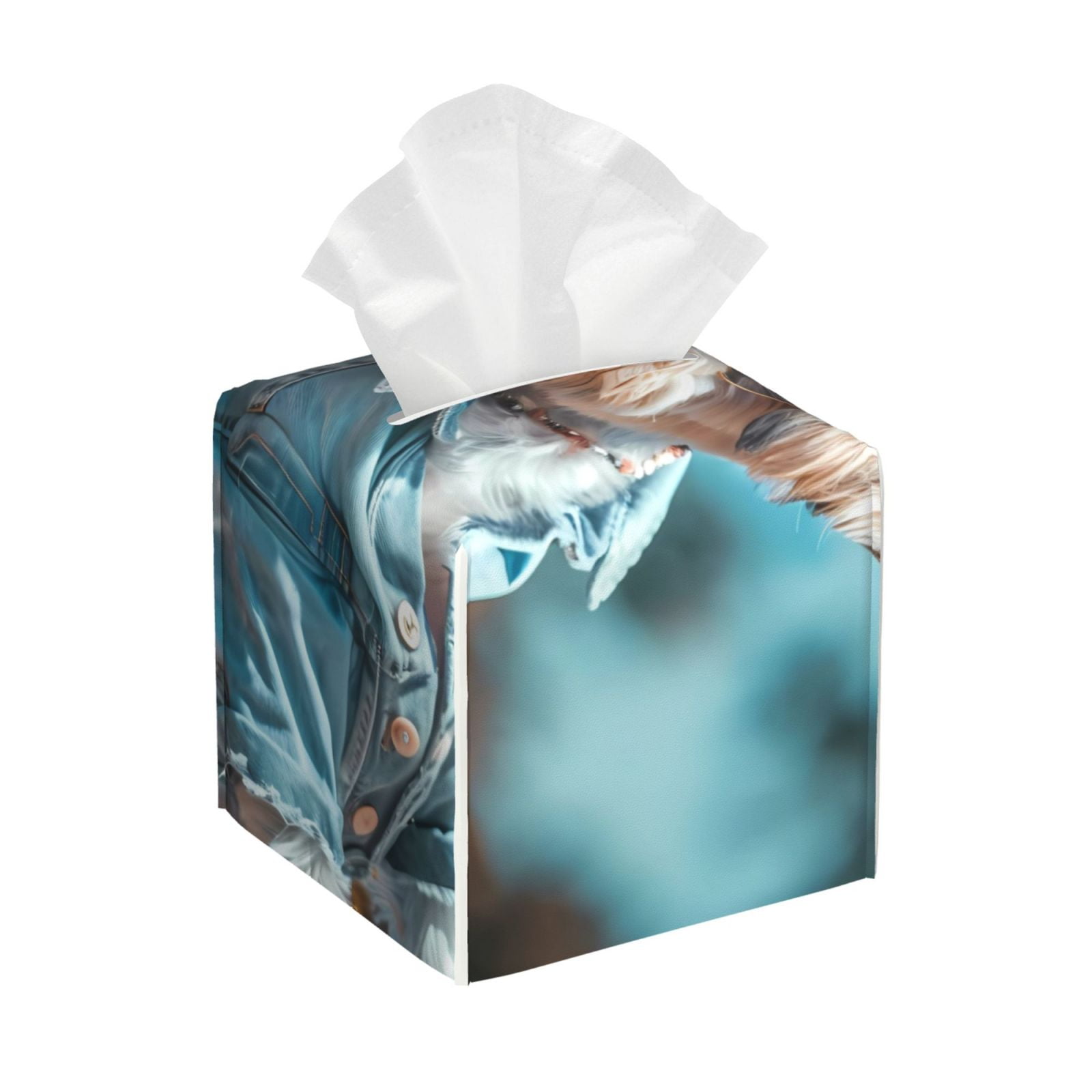 Fuzoiu Stylish Dog in Denim Outfit Print Tissue Box Cover Holder ...