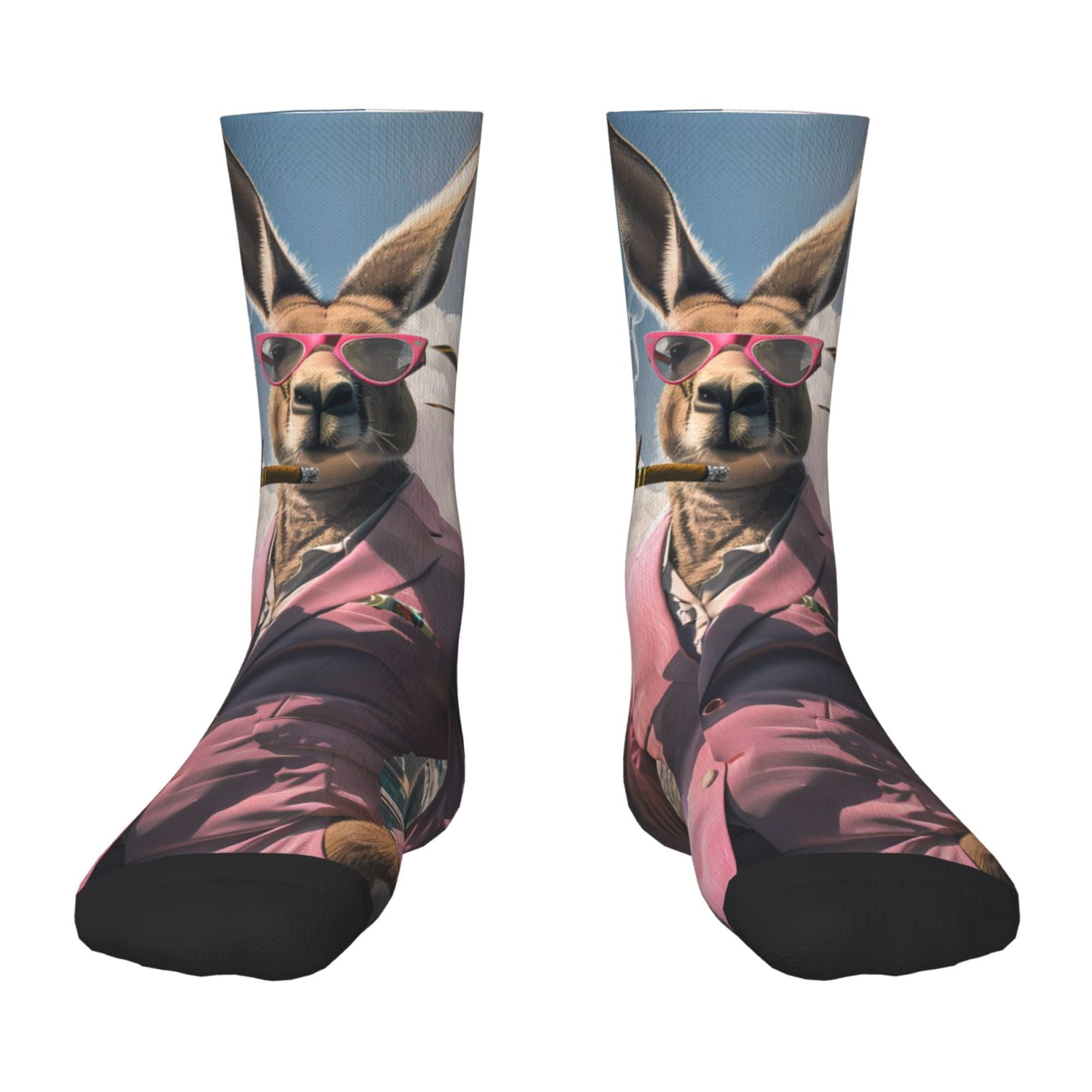Fuzoiu Stylish Kangaroo In Suit Print Kids Socks For Boys Girls,Grip ...