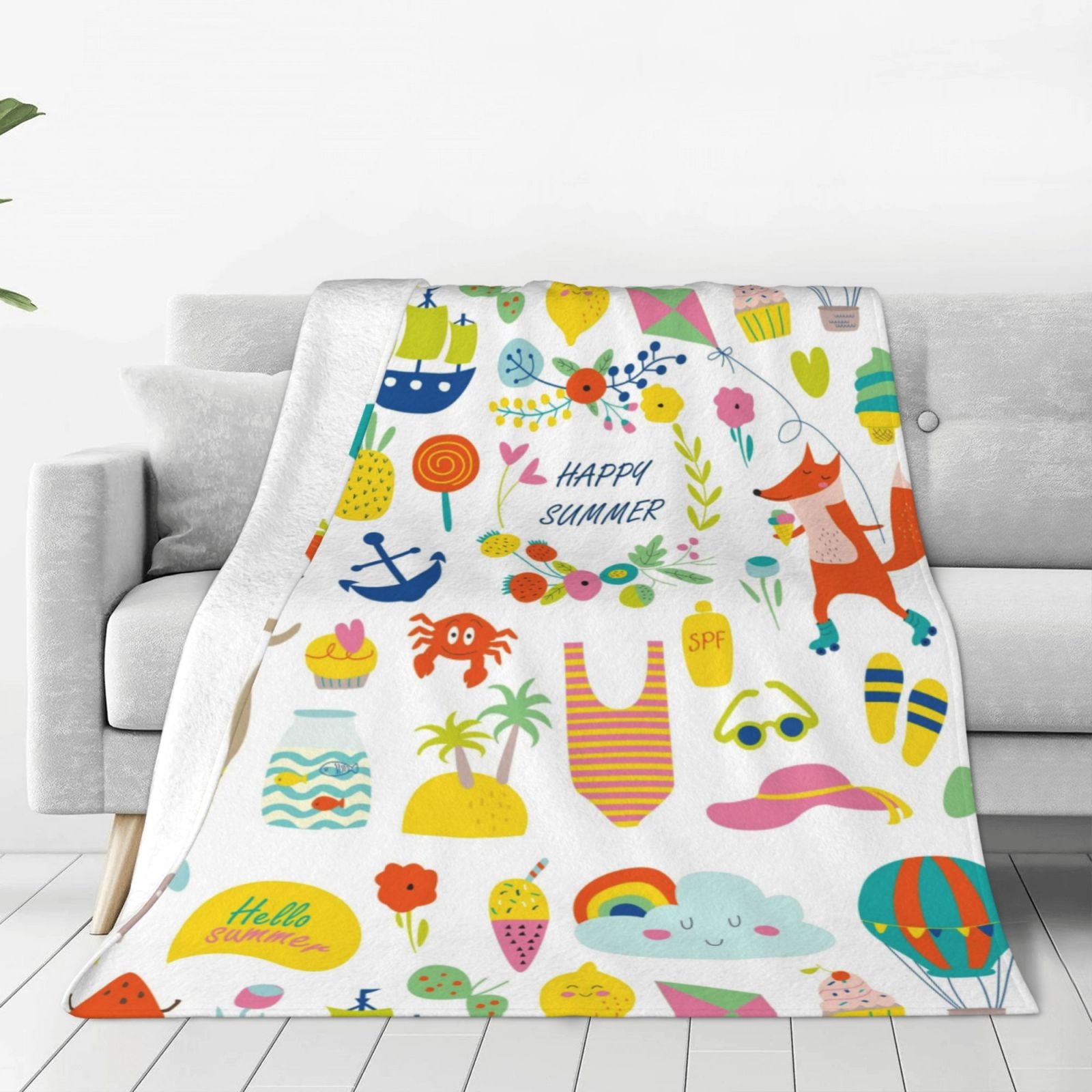 Fuzoiu Summer Animal Print Ultra-Soft Micro Fleece Blanket,All Seasons ...