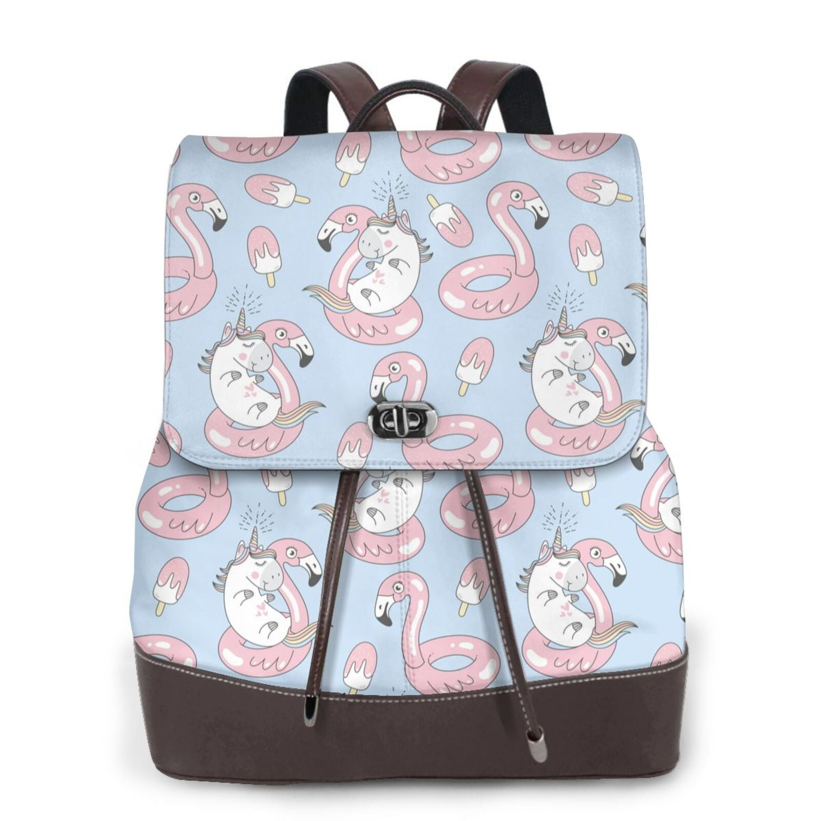 Fuzoiu Summer Cute Unicorns Print Women's Leather Backpack,Backpack in ...