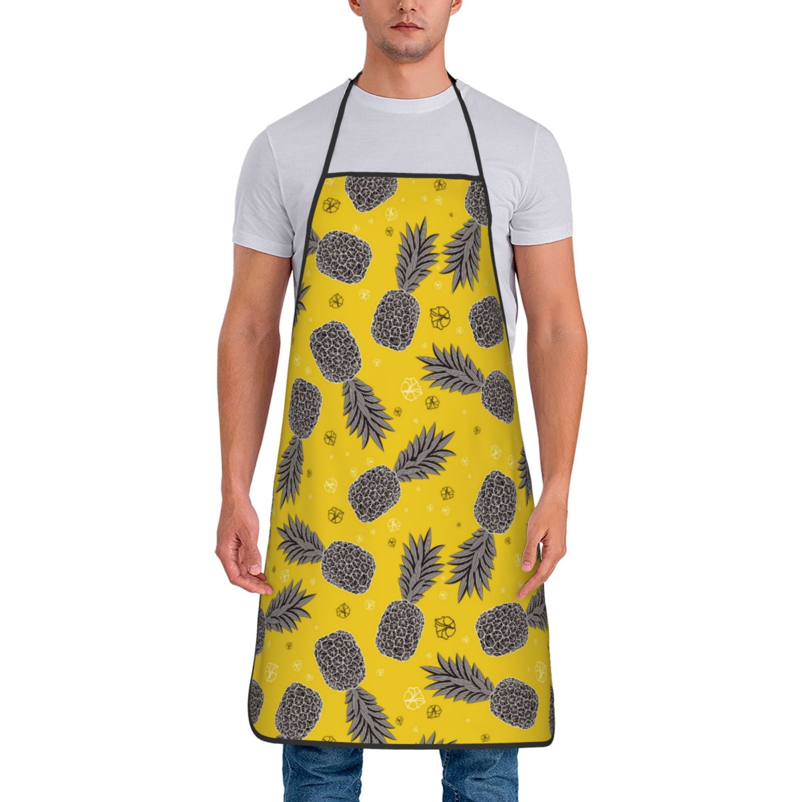 Fuzoiu Summer Pineapple Print Waterproof Apron, Kitchen Apron for Women ...