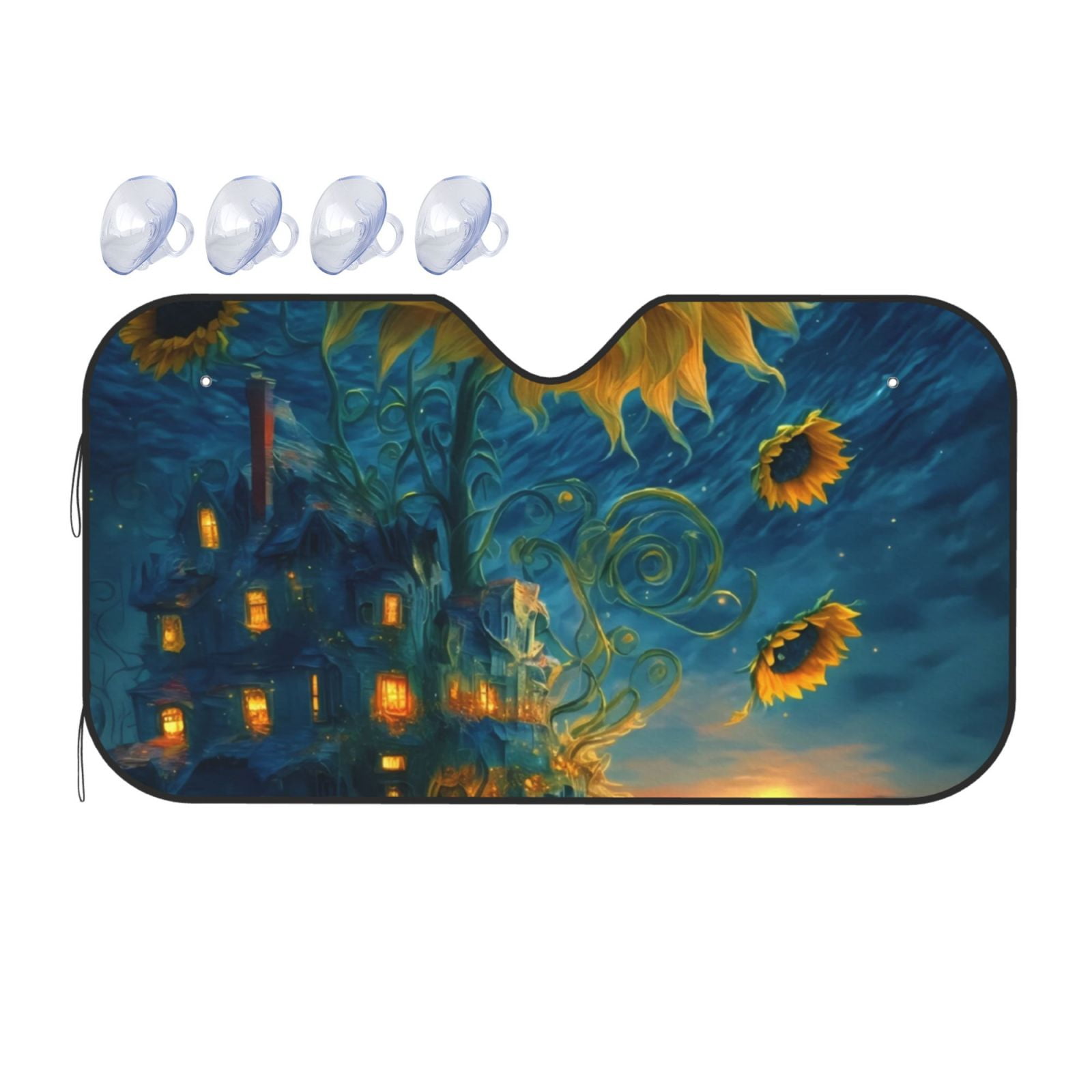 Fuzoiu Sunflower Castle Starry Sky Print Car Windshield Sunshade ...