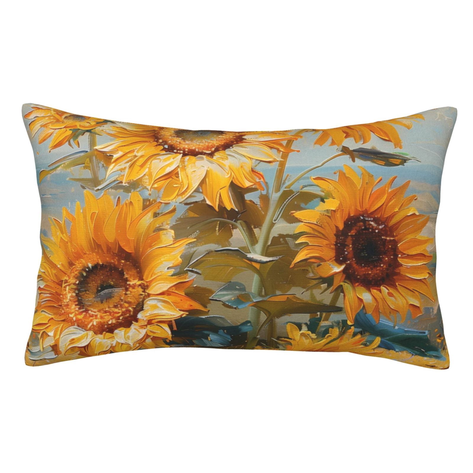 Fuzoiu Sunflower Field Art Print Pillow Case with Hidden Zipper,Pillow ...