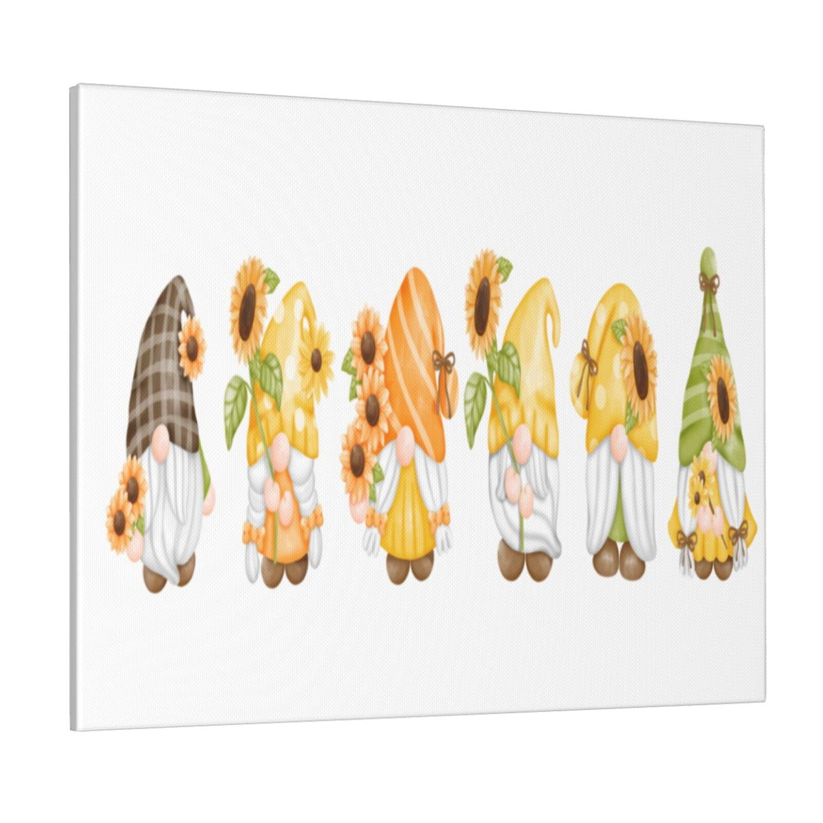 Fuzoiu Sunflower Gnomes 5 Print Canvas Wall Art for Bathrooms,Wall ...