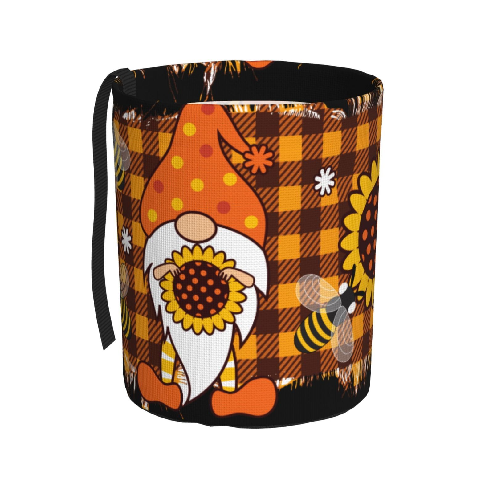 Fuzoiu Sunflower Gnomes and Bees Print Car Trash Can,Leakproof Car ...