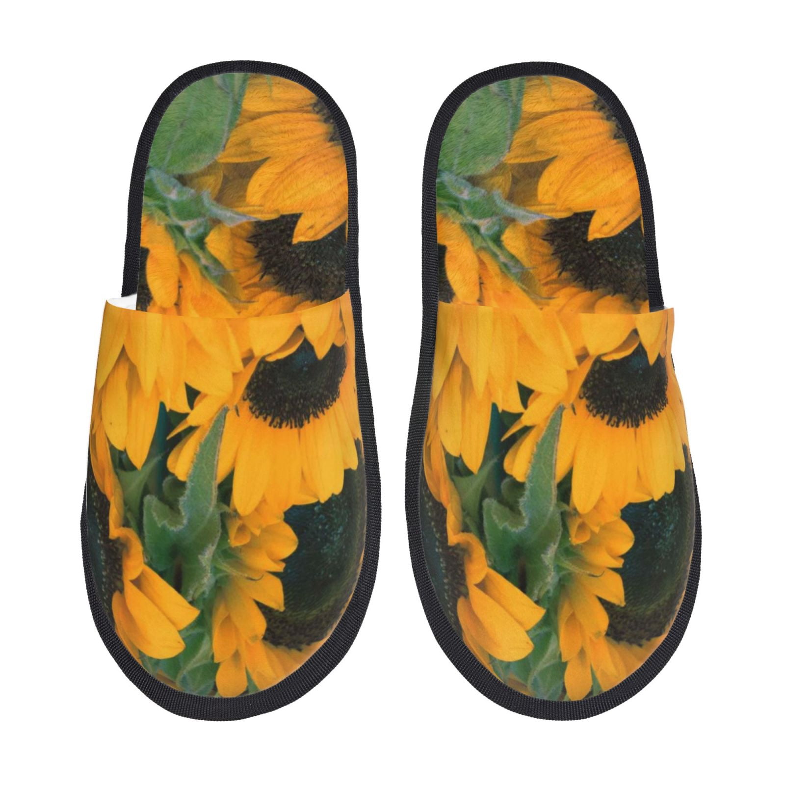 Fuzoiu Sunflowers 7 Print Unisex Furry Slippers,Plush Indoor Shoes ...