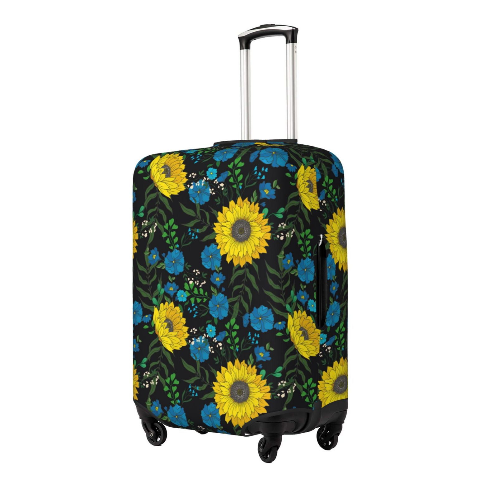 Fuzoiu Sunflowers And Blue Flower Print Suitcase Cover,Washable Luggage ...