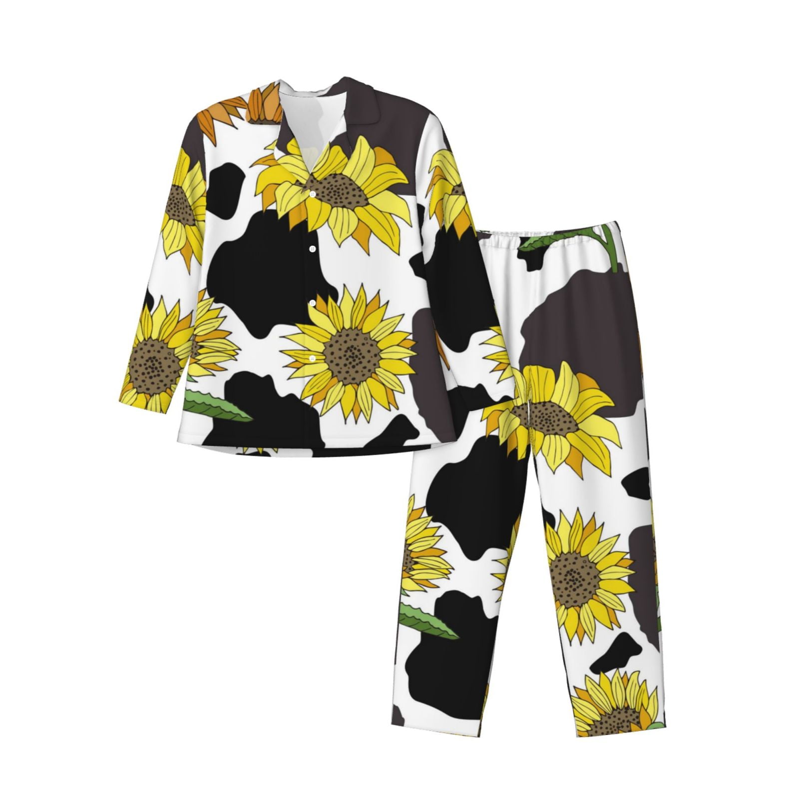 Fuzoiu Sunflowers Country Print Men's Long-Sleeved Pajama,Lounge Button ...