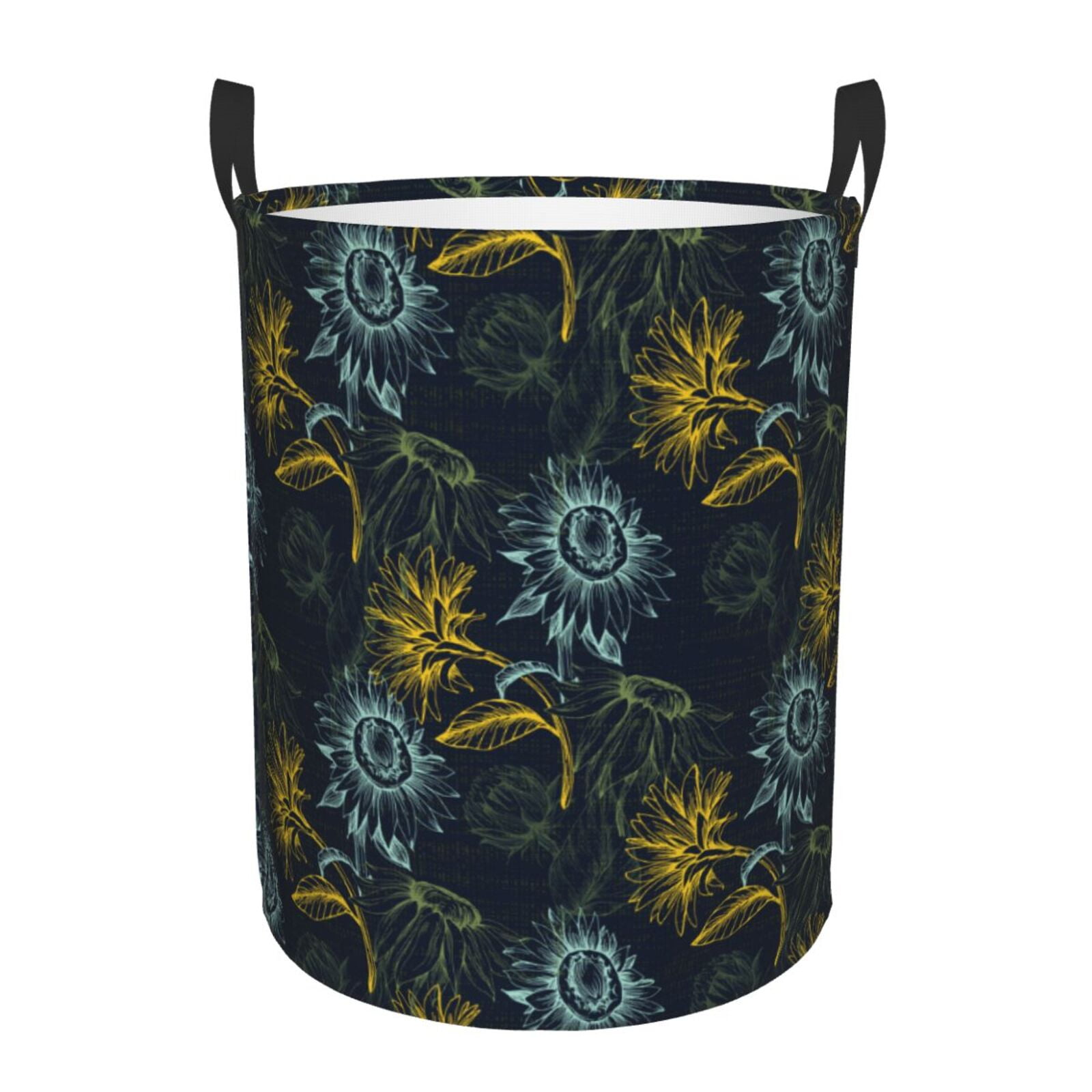 Fuzoiu Sunflowers Print Circular Hamper,Laundry Basket with Handle ...