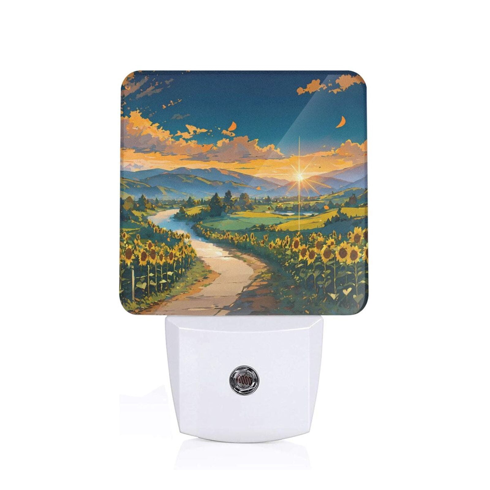 Fuzoiu Sunflowers At Sunset Print Dusk to Dawn LED Night Light with ...