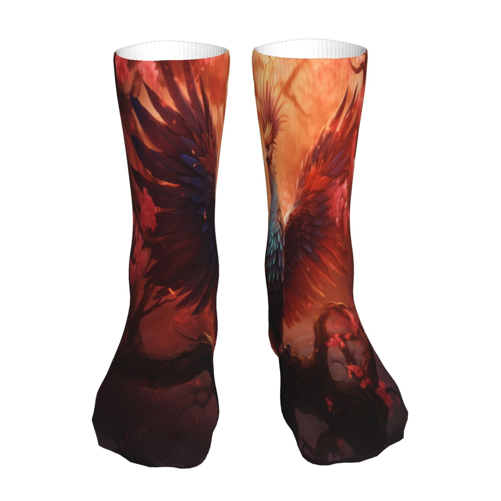 Fuzoiu Sunset Blossoms Phoenix Perch Print Crew Socks,Casual Athletic ...