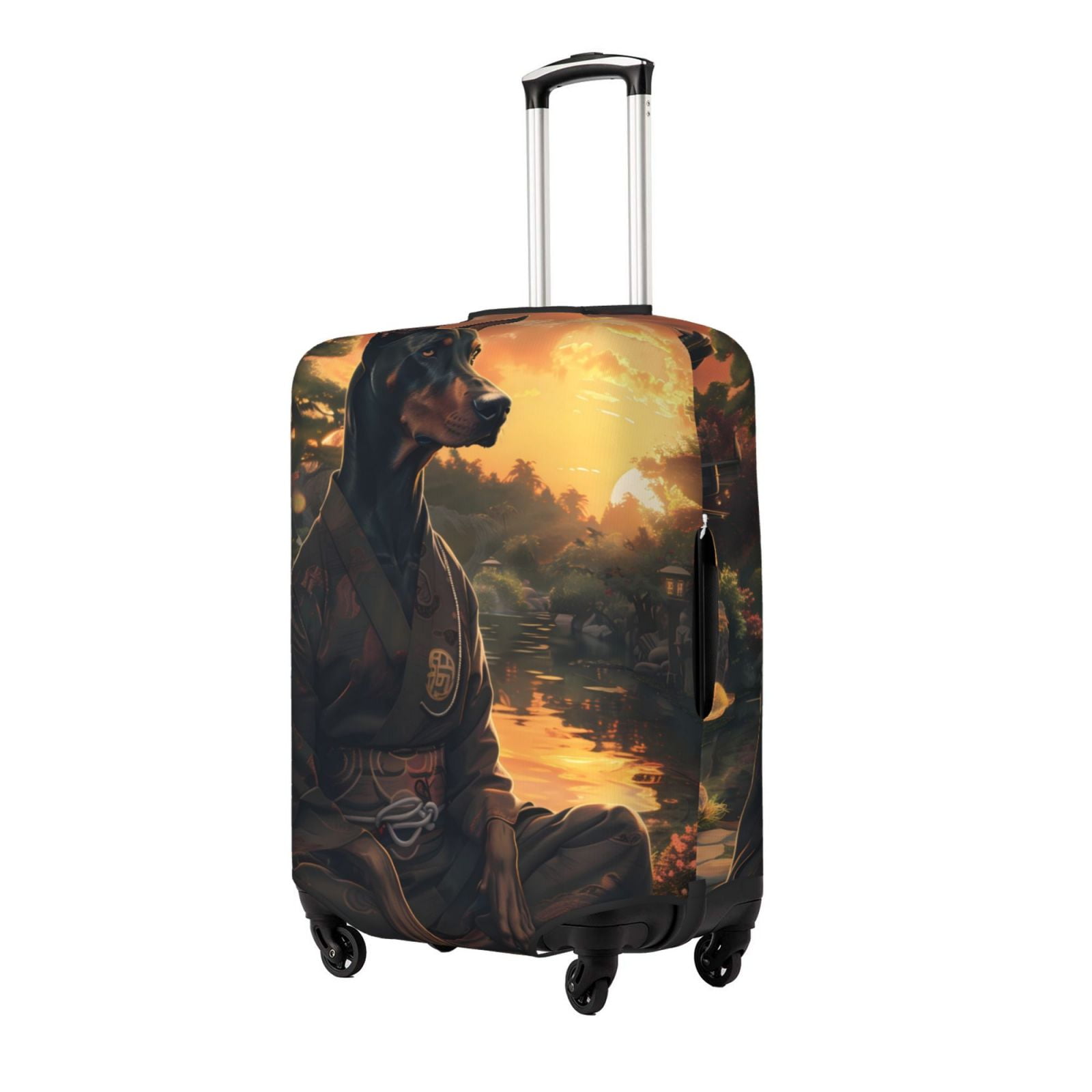 Fuzoiu Sunset Meditating Doberman Print Suitcase Cover,Washable Luggage ...