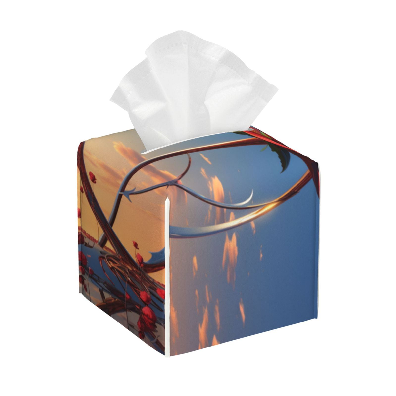 Fuzoiu Sunset Rose Elegance Print Tissue Box Cover Holder, Square ...