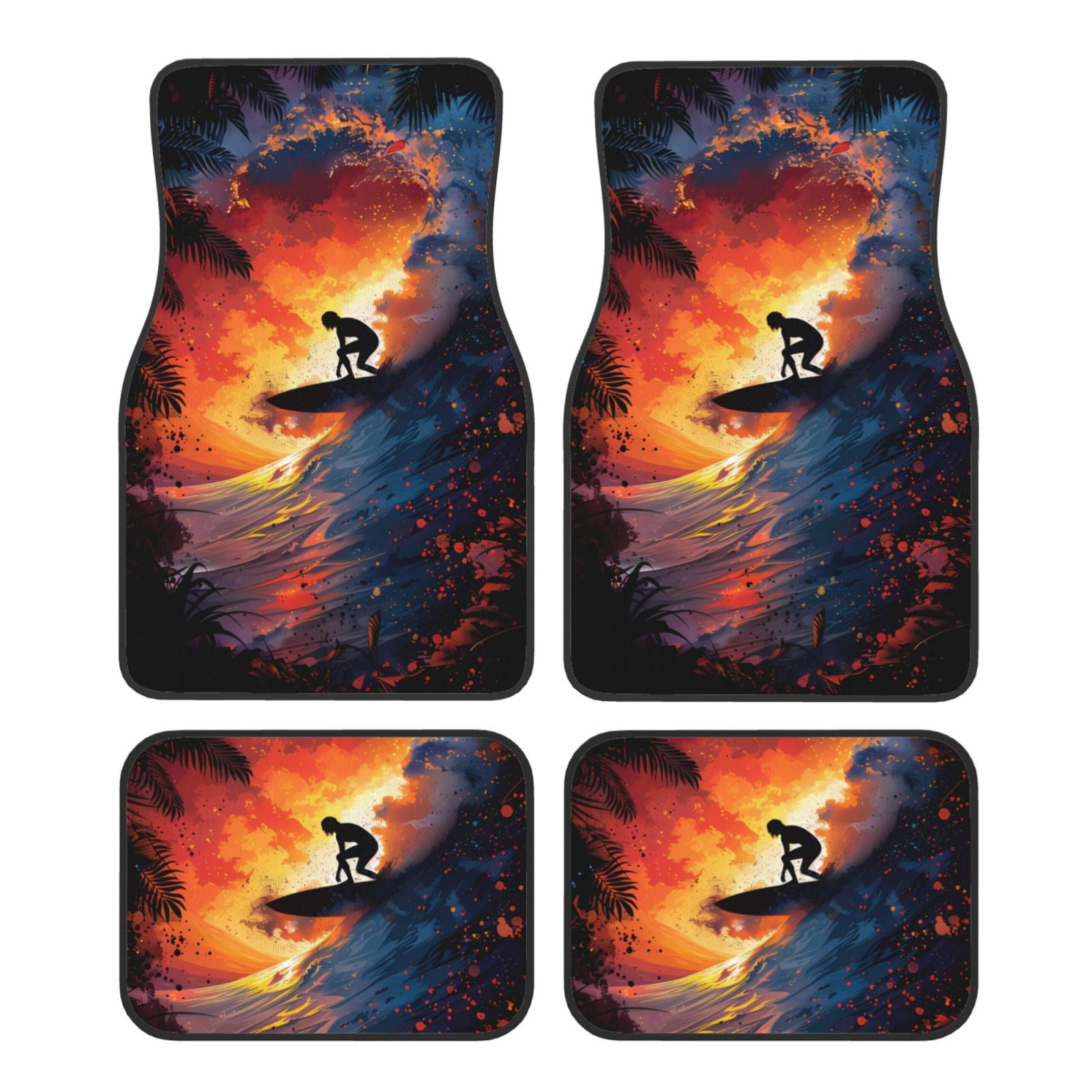 Fuzoiu Sunset Surfing Silhouette Print Carpet Floor Mats for Car,Car ...