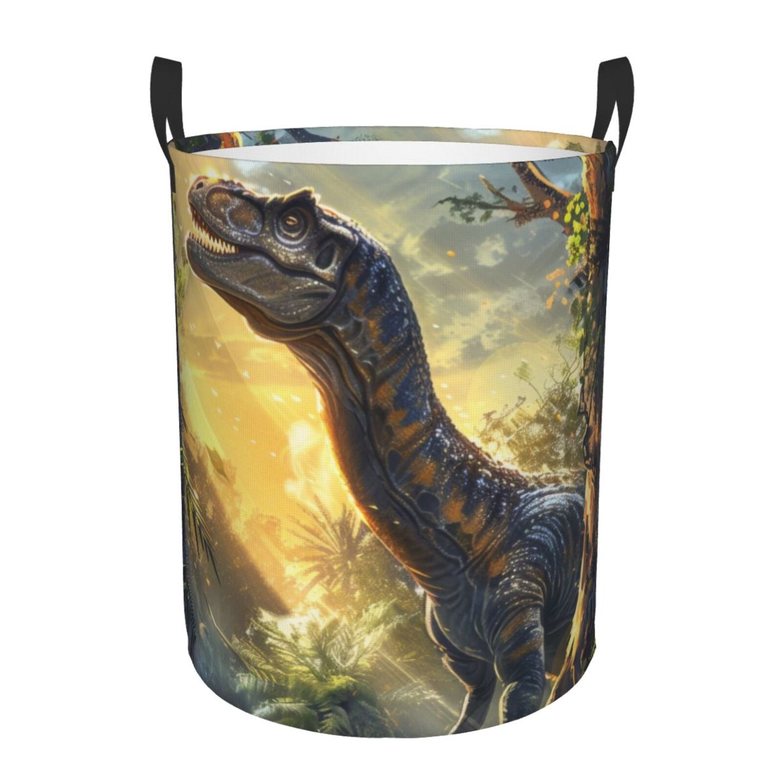 Fuzoiu Sunshine Jungle Dinosaur Print Circular Hamper,Laundry Basket ...