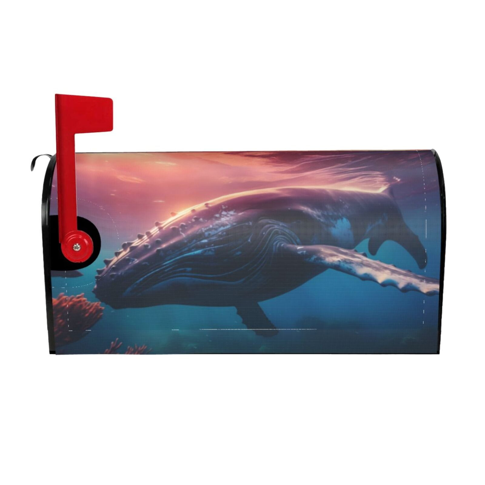 Fuzoiu Sunshine Ocean Whale Print Decorative Waterproof Mailbox Cover ...