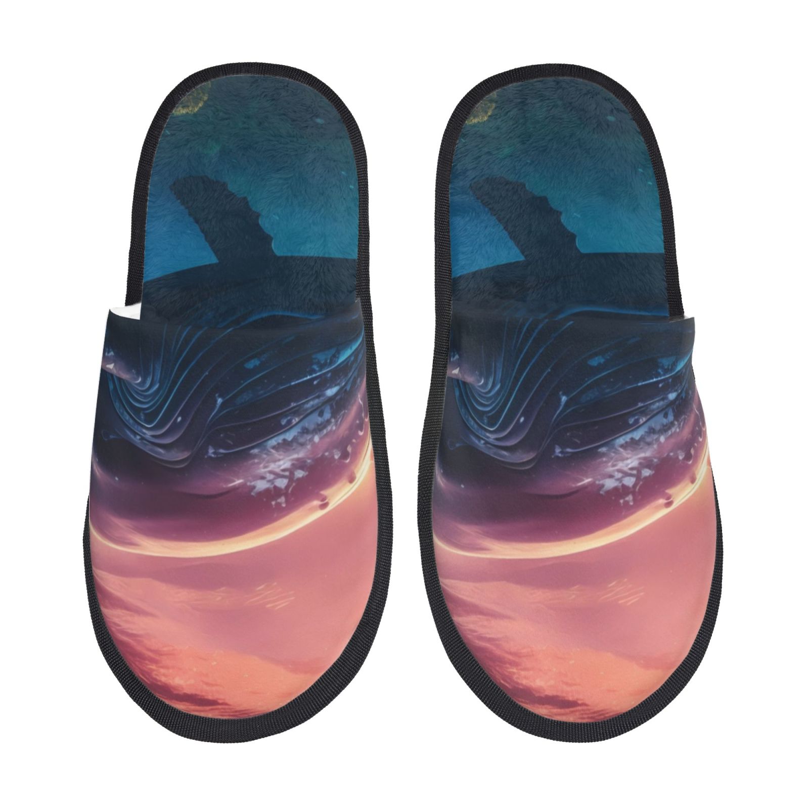 Fuzoiu Sunshine Ocean Whale Print Unisex Furry Slippers,Plush Indoor ...