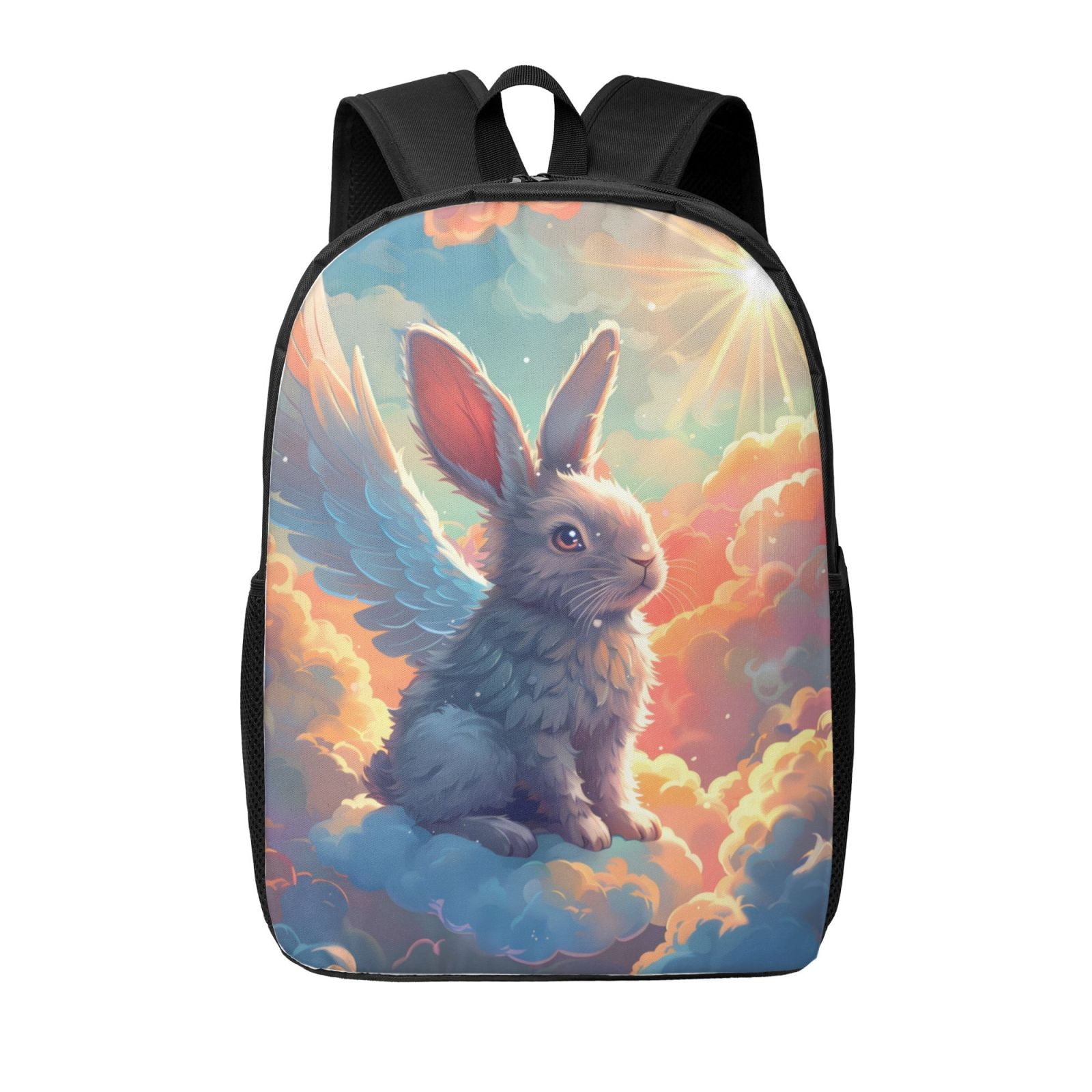 Fuzoiu Sunshine Winged Rabbit Print 17in Student Backpack,School ...