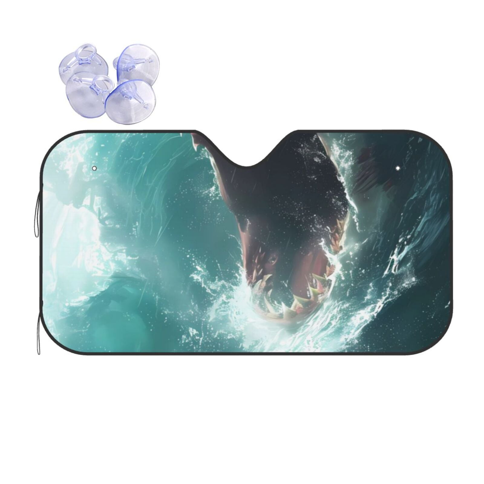 Fuzoiu Surfing Shark Print Car Windshield Sun Shade,Block Uv Rays ...