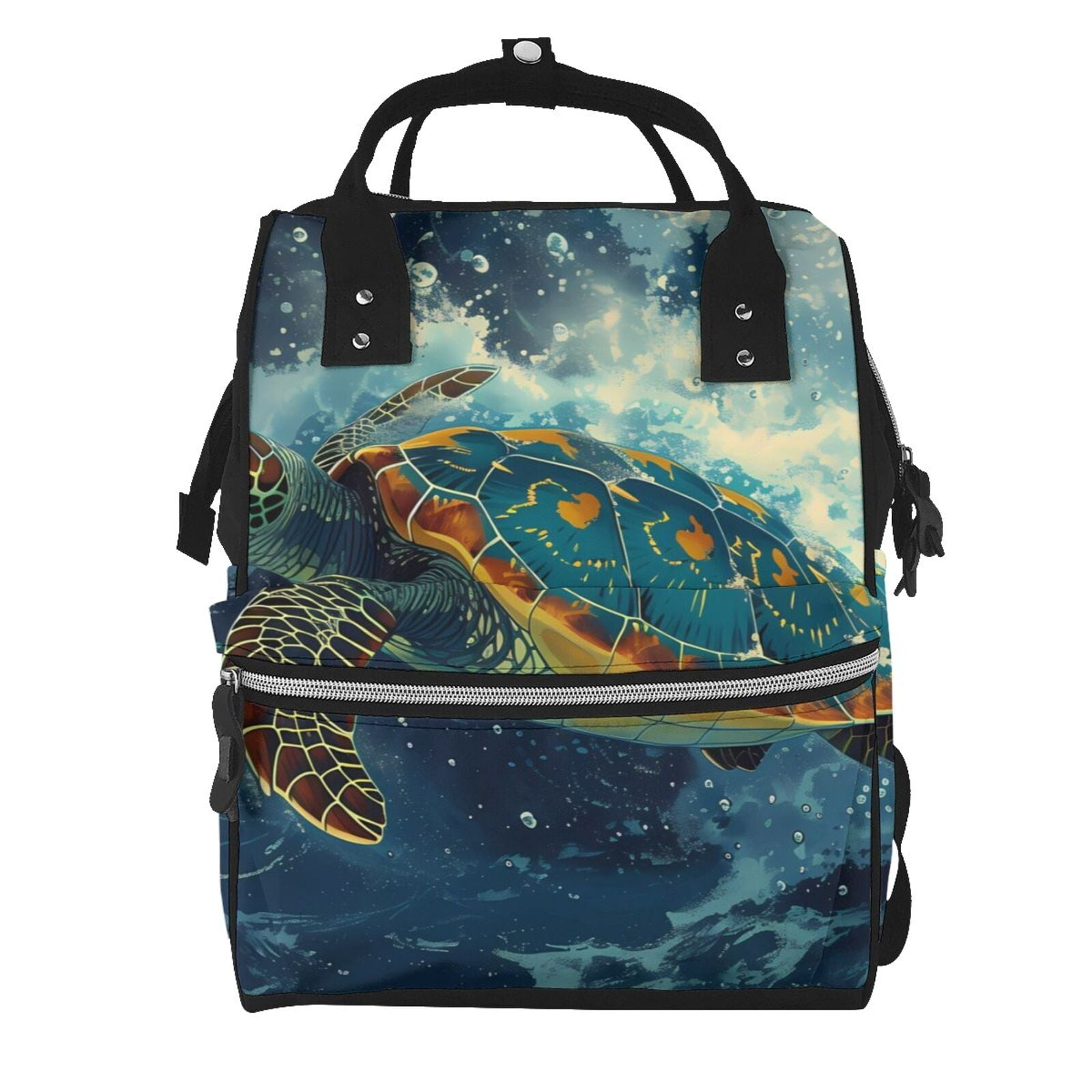 Fuzoiu Surfing Turtle Print Diaper Bag Backpack,Baby Essentials Travel ...