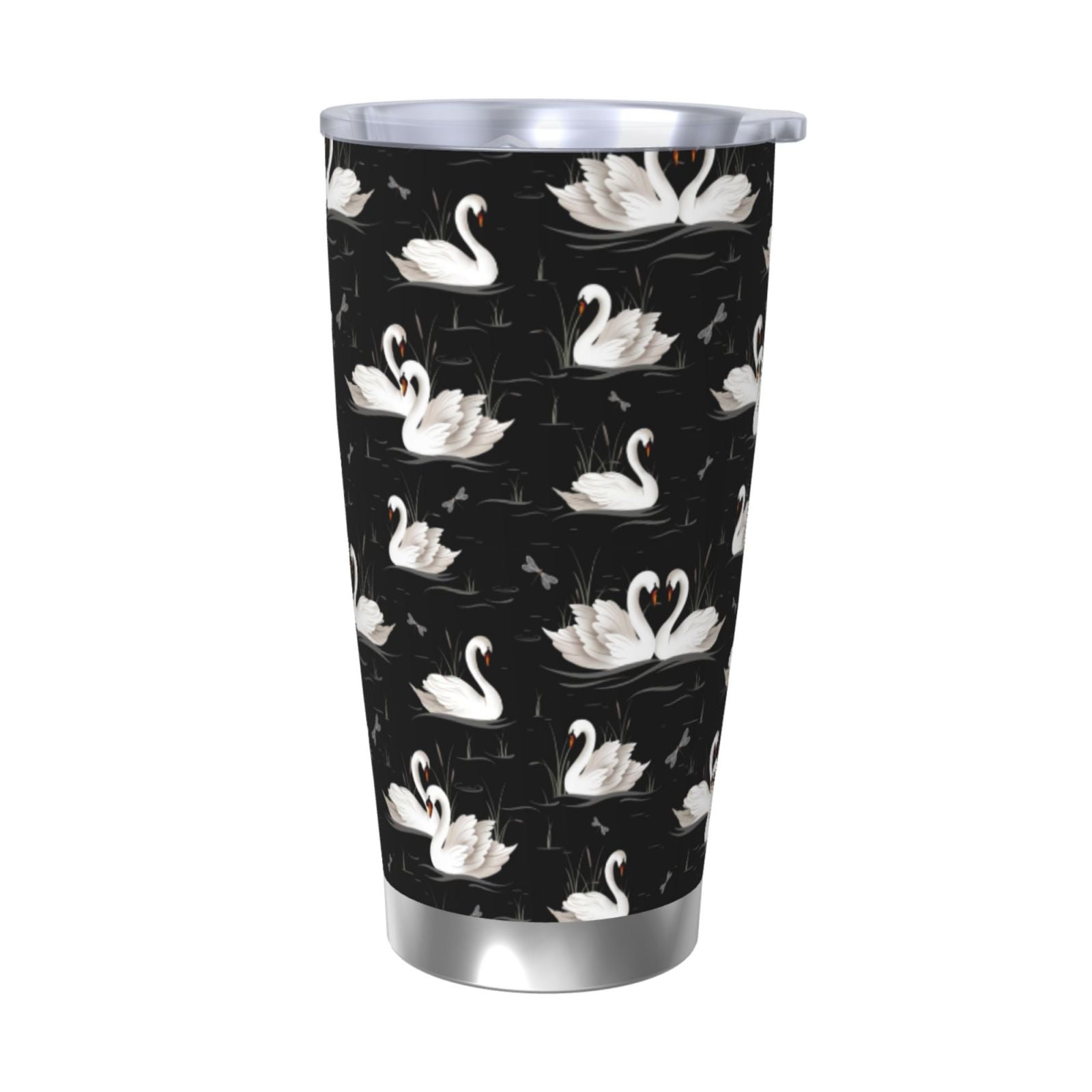 Fuzoiu Swan And Dragonflies Print 20oz Tumbler, Stainless Steel Vacuum ...