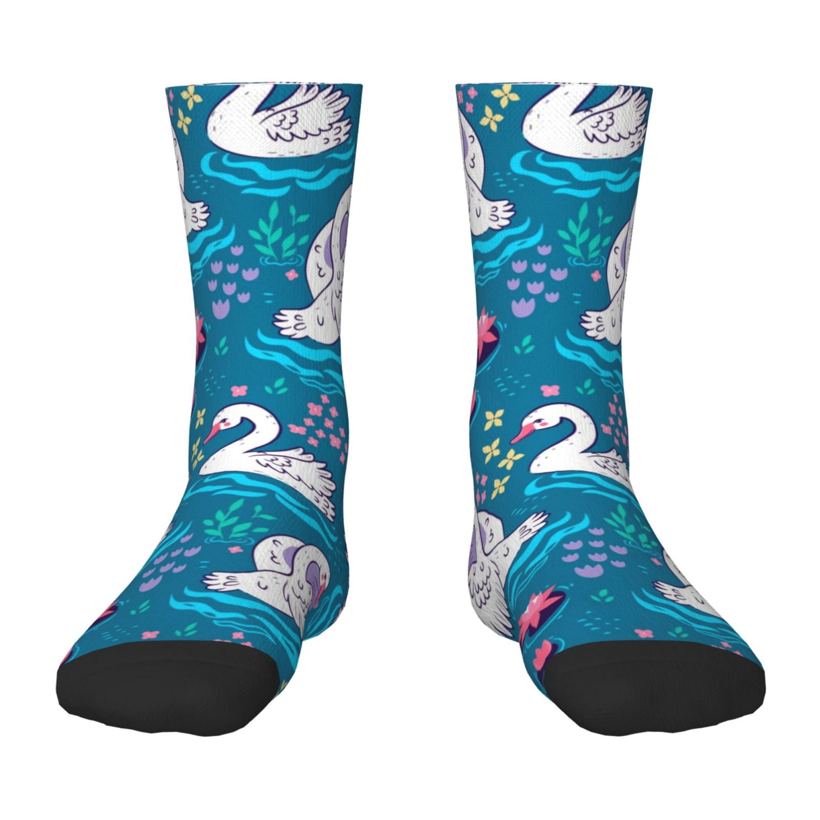 Fuzoiu Swan On The Pond Print Kids Socks For Boys Girls,Grip Crew Socks ...