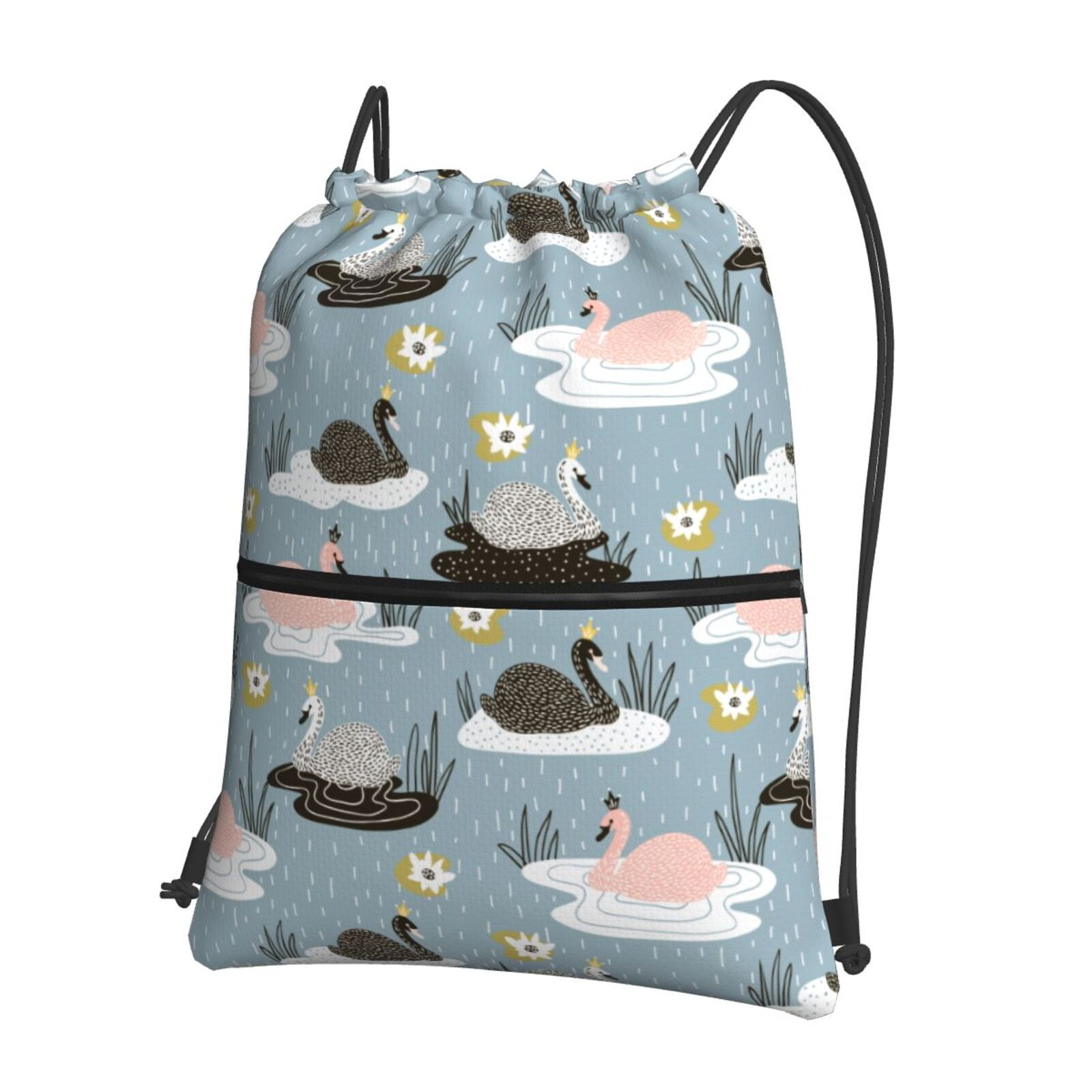 Fuzoiu Swan Princess On Lake Print Drawstring Backpack Water Resistant ...