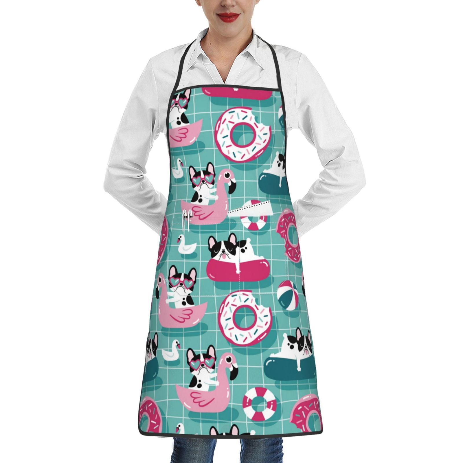 Fuzoiu Swimming Bulldog Print Kitchen Cooking Aprons,Kitchen Cooking ...