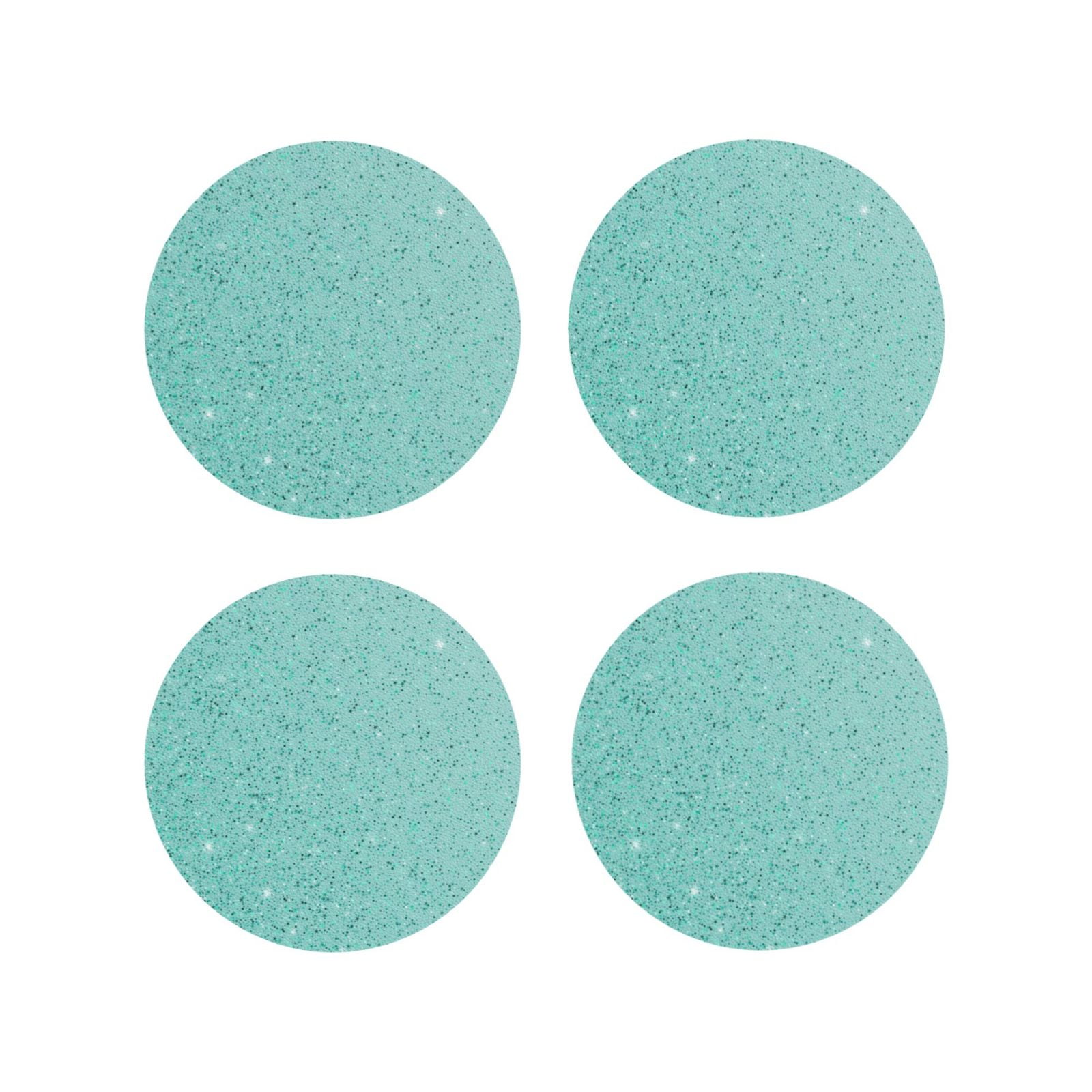 Fuzoiu Teal Turquoise Glitter Print Leather Coasters Set,Drink Coasters ...