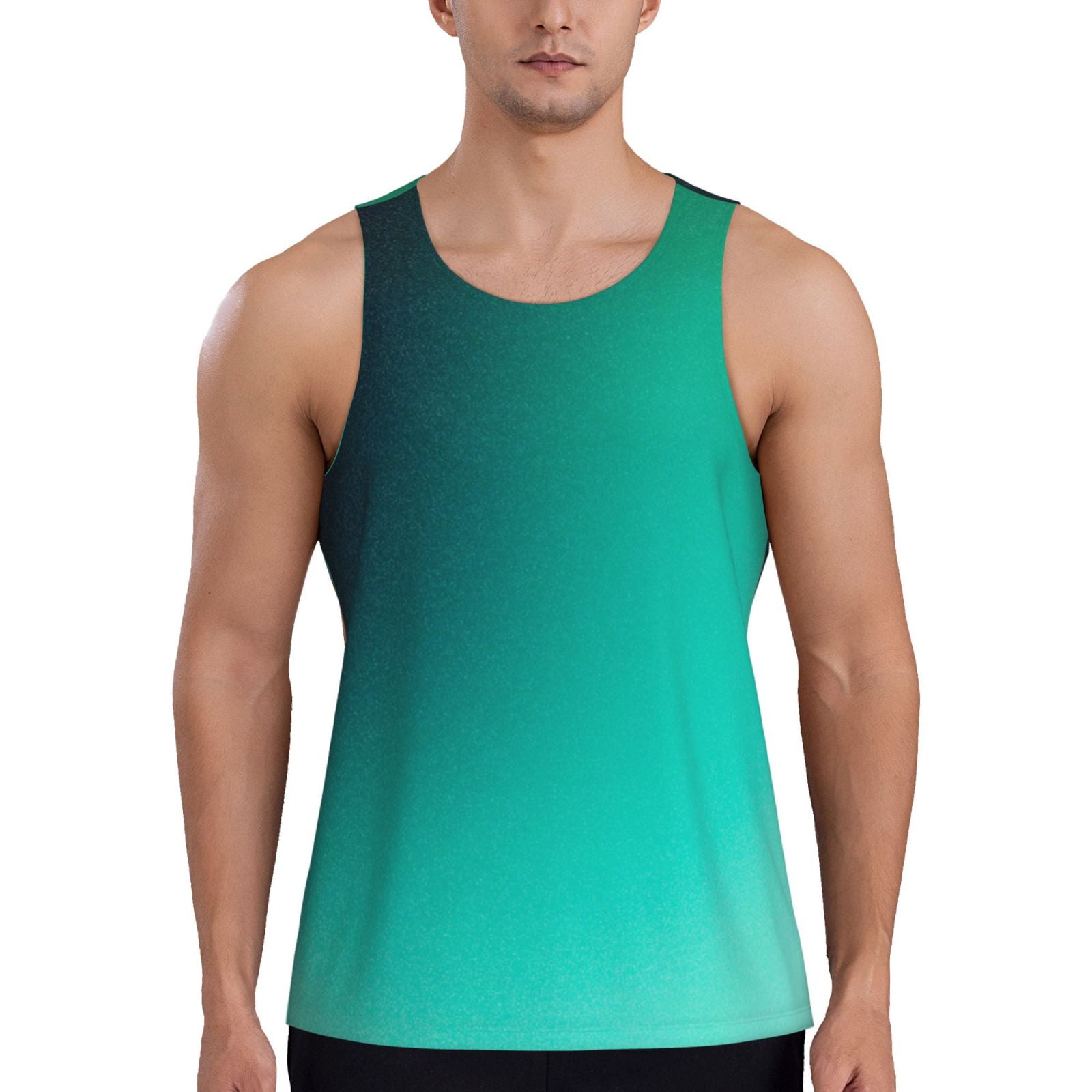 Fuzoiu Teal and Peach Men's Workout Tank Tops,Sleeveless Gym Shirt ...