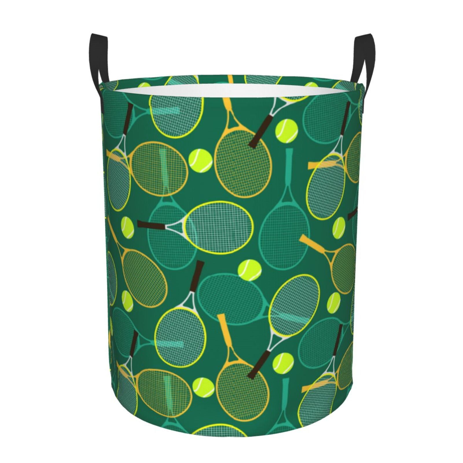 Fuzoiu Tennis Rackets and Balls Print Circular Hamper,Laundry Basket ...