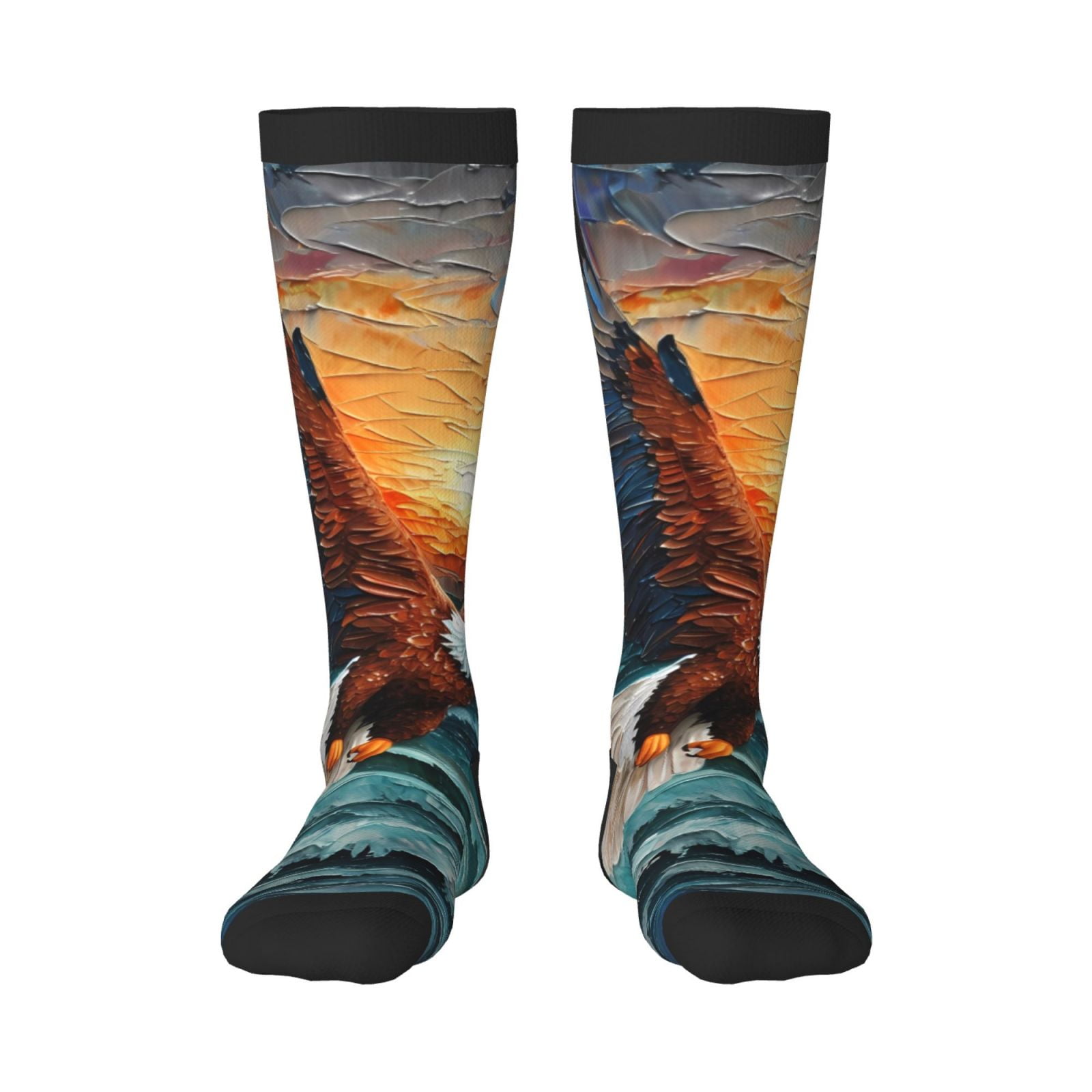 Fuzoiu Textured Bald Eagle Print Adult Stockings,Crew Socks,Unisex ...
