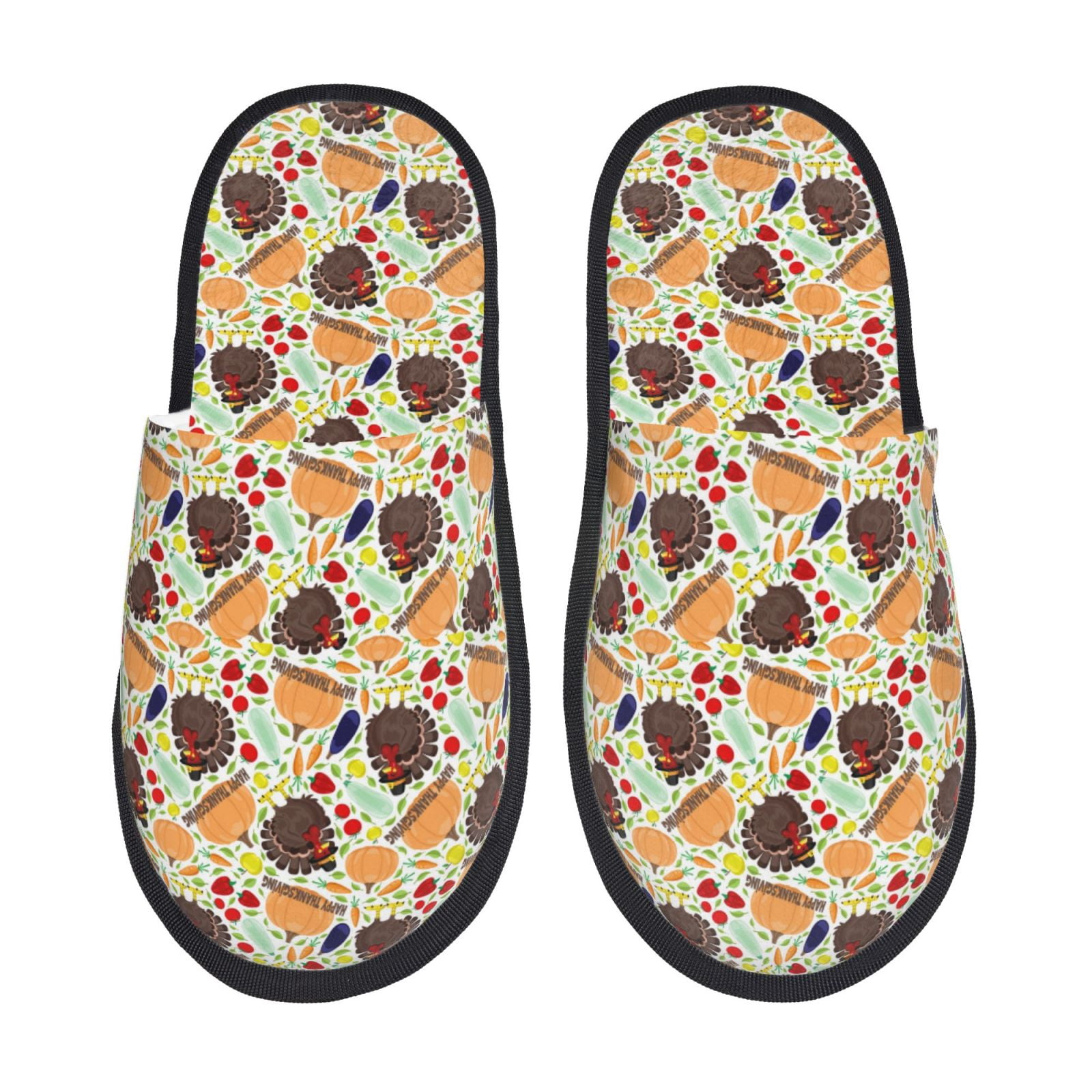 Fuzoiu Thanksgiving Print Unisex Furry Slippers,Plush Indoor Shoes ...