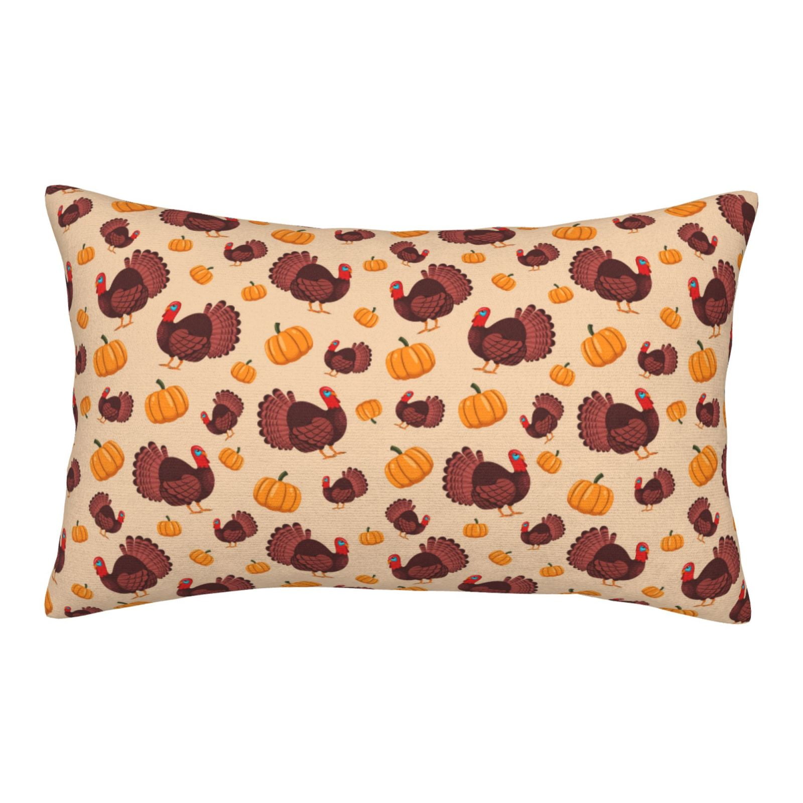 Fuzoiu Thanksgiving Turkey and Pumpkin Print Fuzzy Pillowcases, Super ...