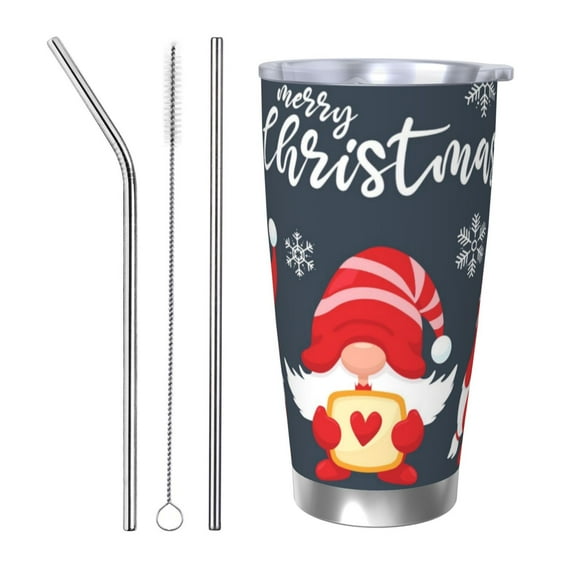 Fuzoiu Three Cute Christmas Gnomes Print 20oz Tumbler, Stainless Steel ...