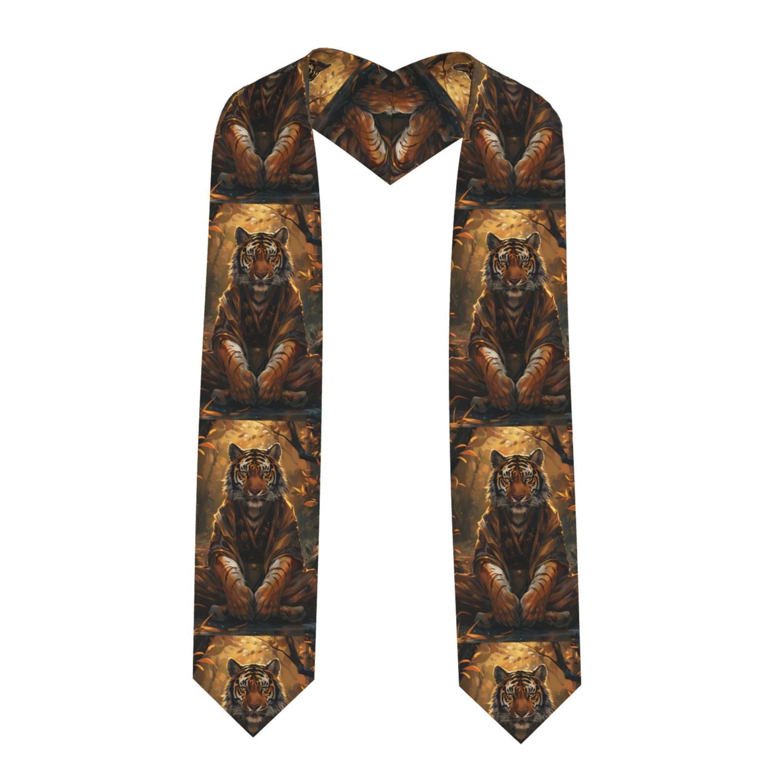 Fuzoiu Tiger In The Fallen Leaf Forest Print Graduation Sash,Graduation ...