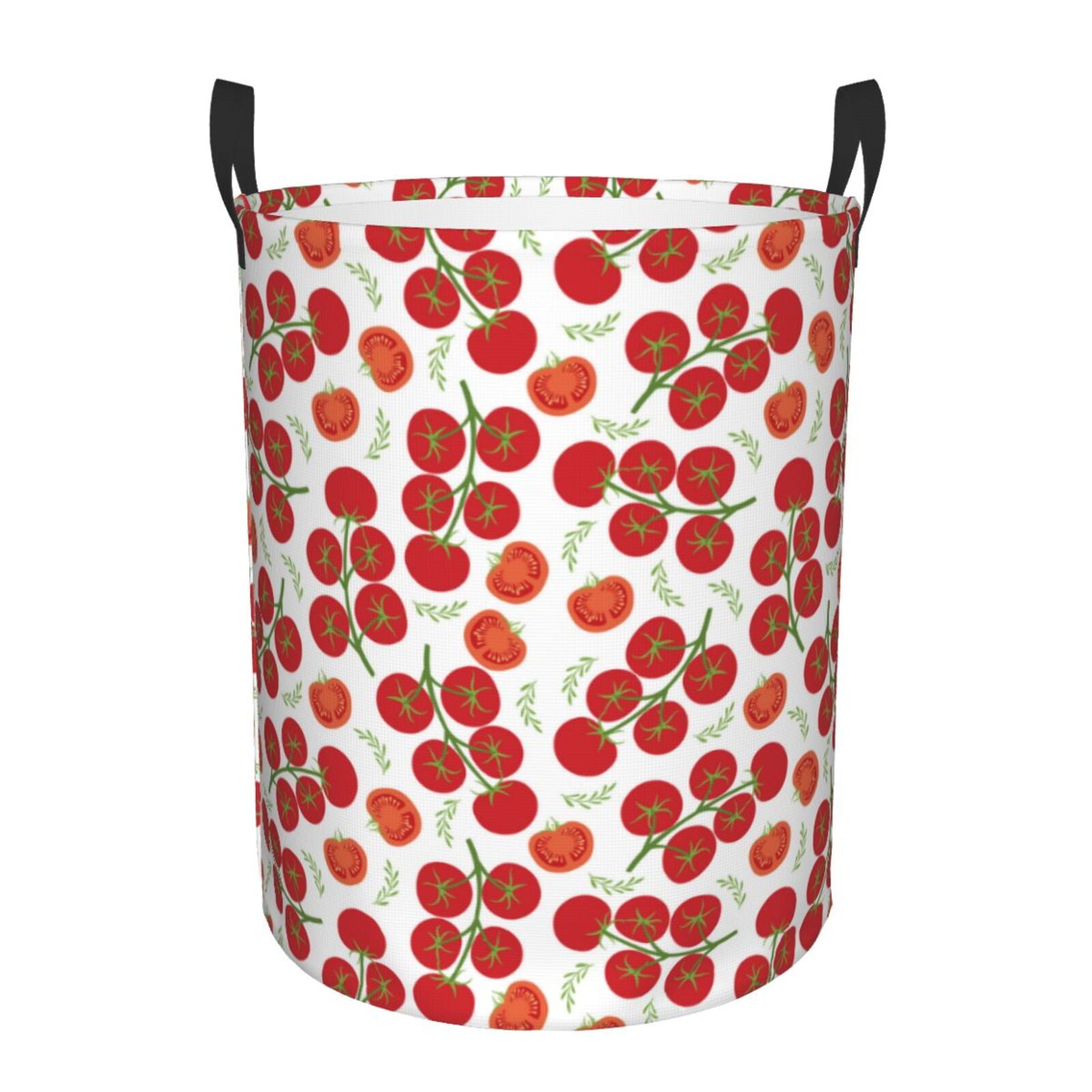 Fuzoiu Tomato Print Circular Hamper,Laundry Basket with Handle ...