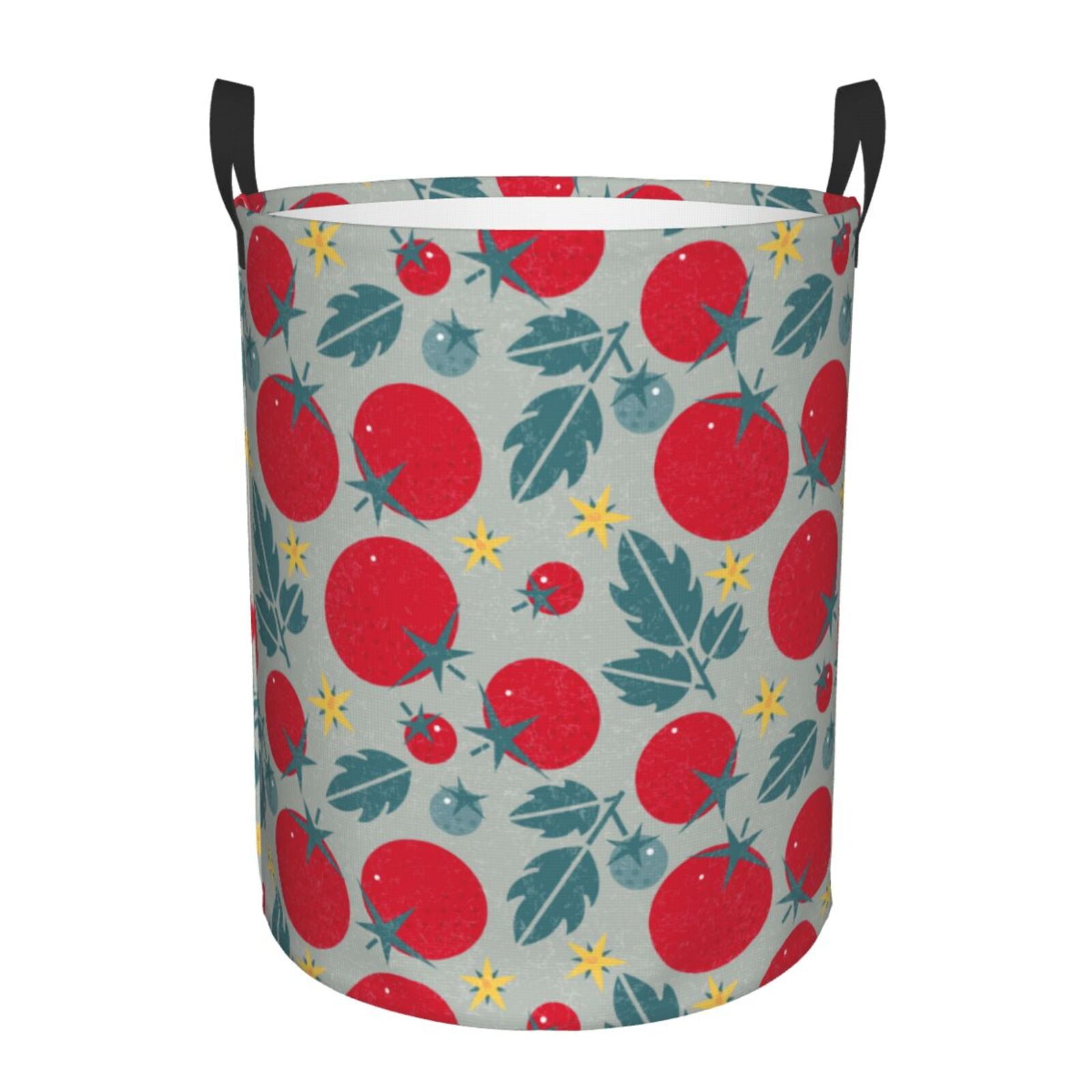 Fuzoiu Tomato Print Circular Hamper,Laundry Basket with Handle ...