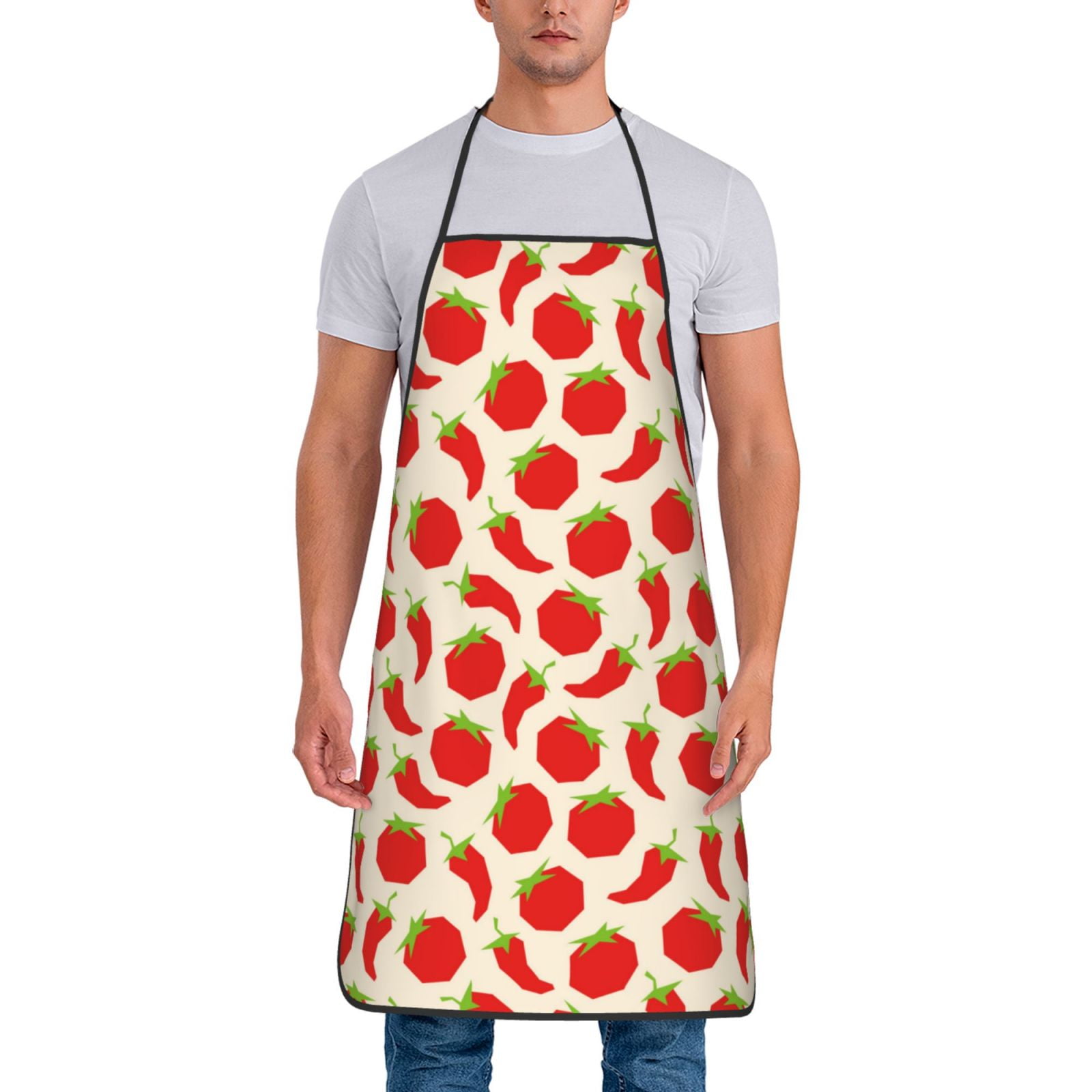 Fuzoiu Tomatoes And Chili Print Waterproof Apron, Kitchen Apron for ...